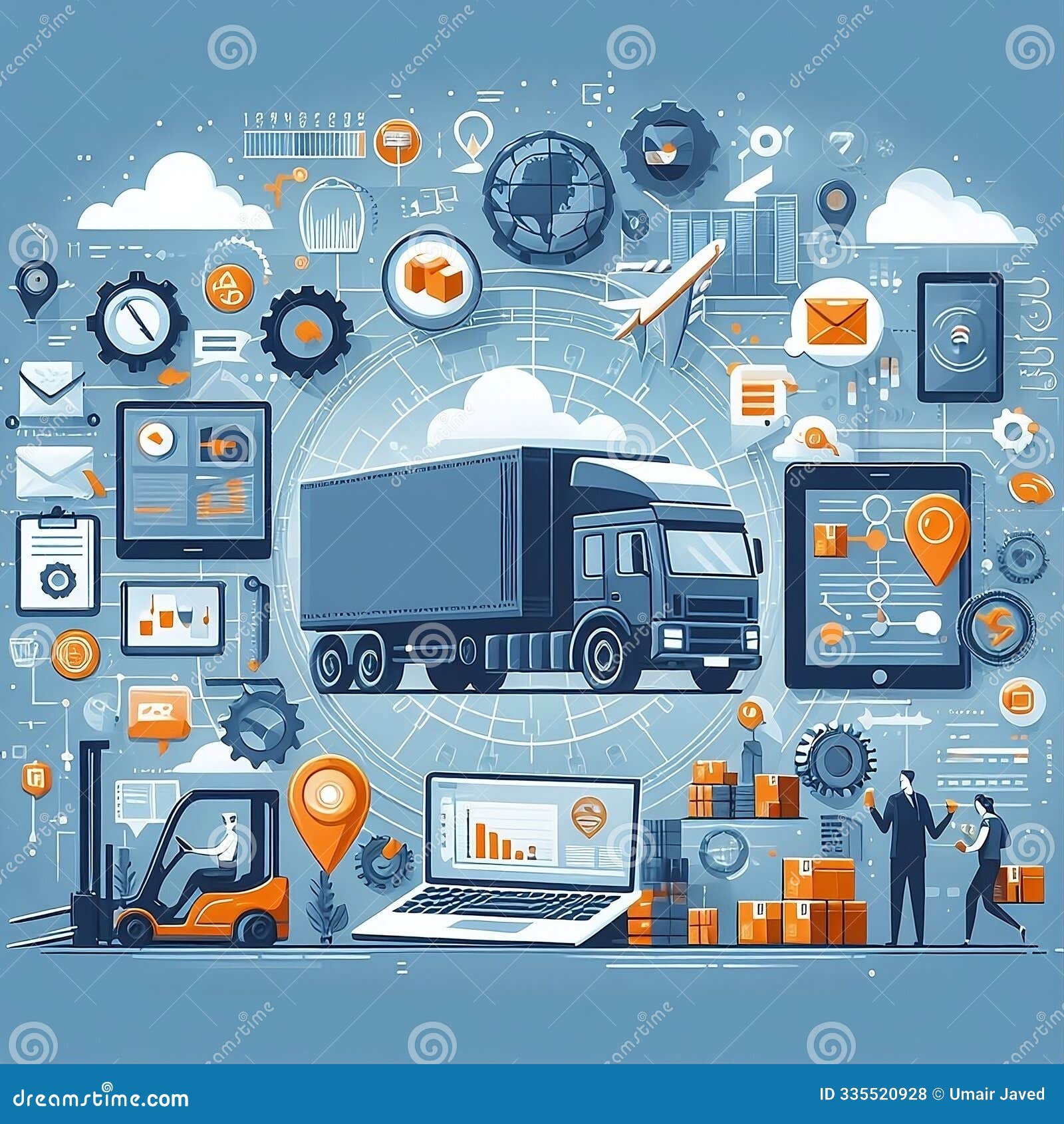 Logistics and Data Analysis Concept, Banner Stock Illustration ...