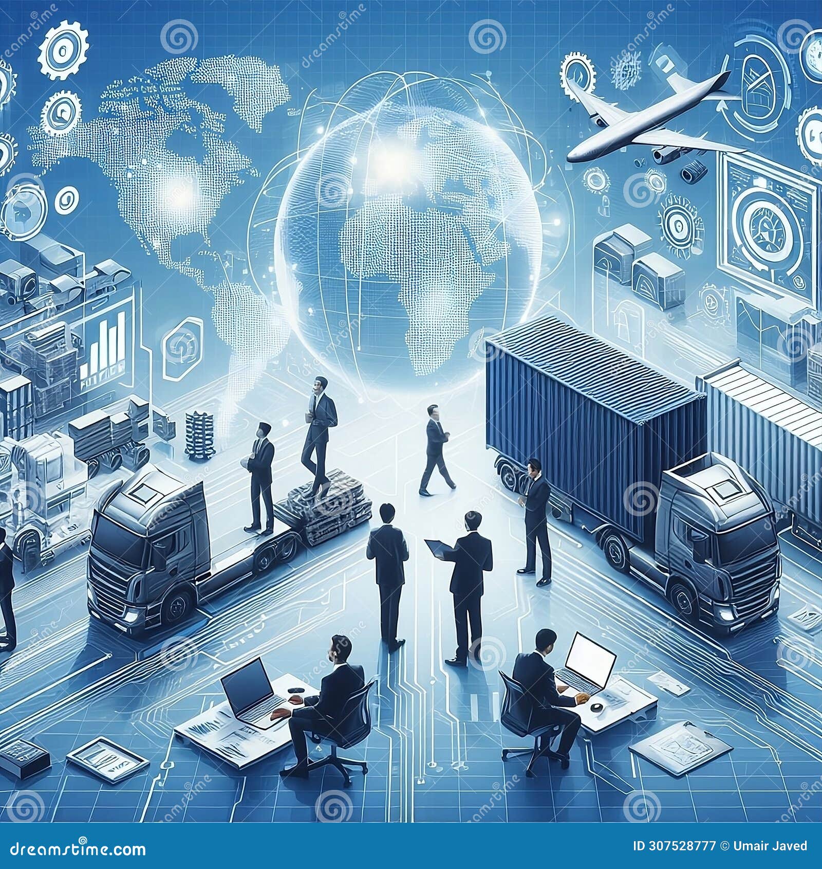 Logistics and Data Analysis Concept. Stock Illustration - Illustration of globalization, truck ...