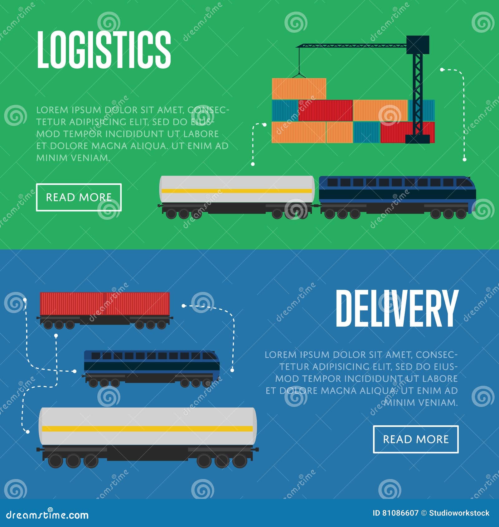 Logistics and Delivery Banner Set Stock Vector - Illustration of ...