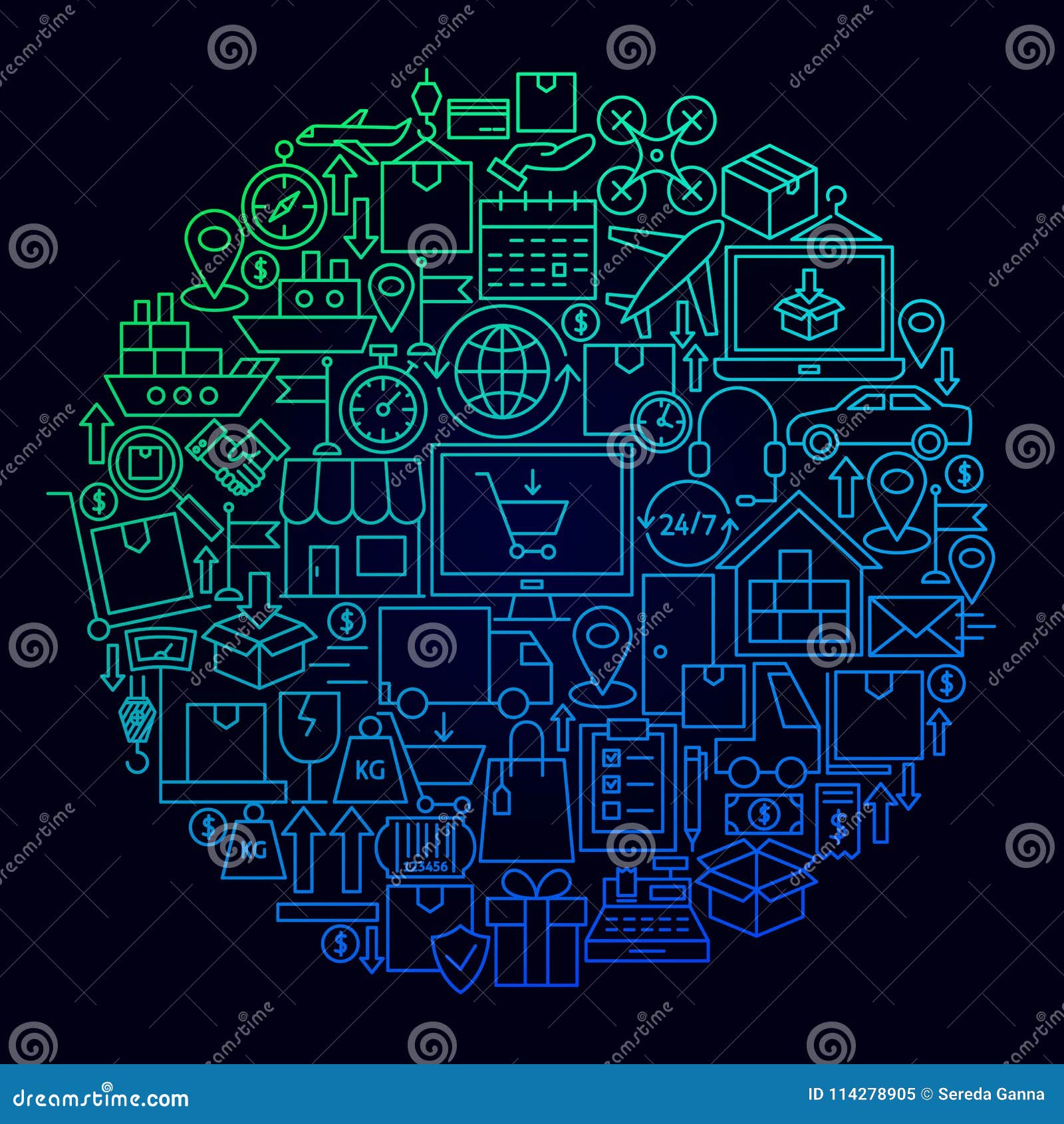 Logistics Delivery Icon Circle Concept Stock Vector - Illustration of ...
