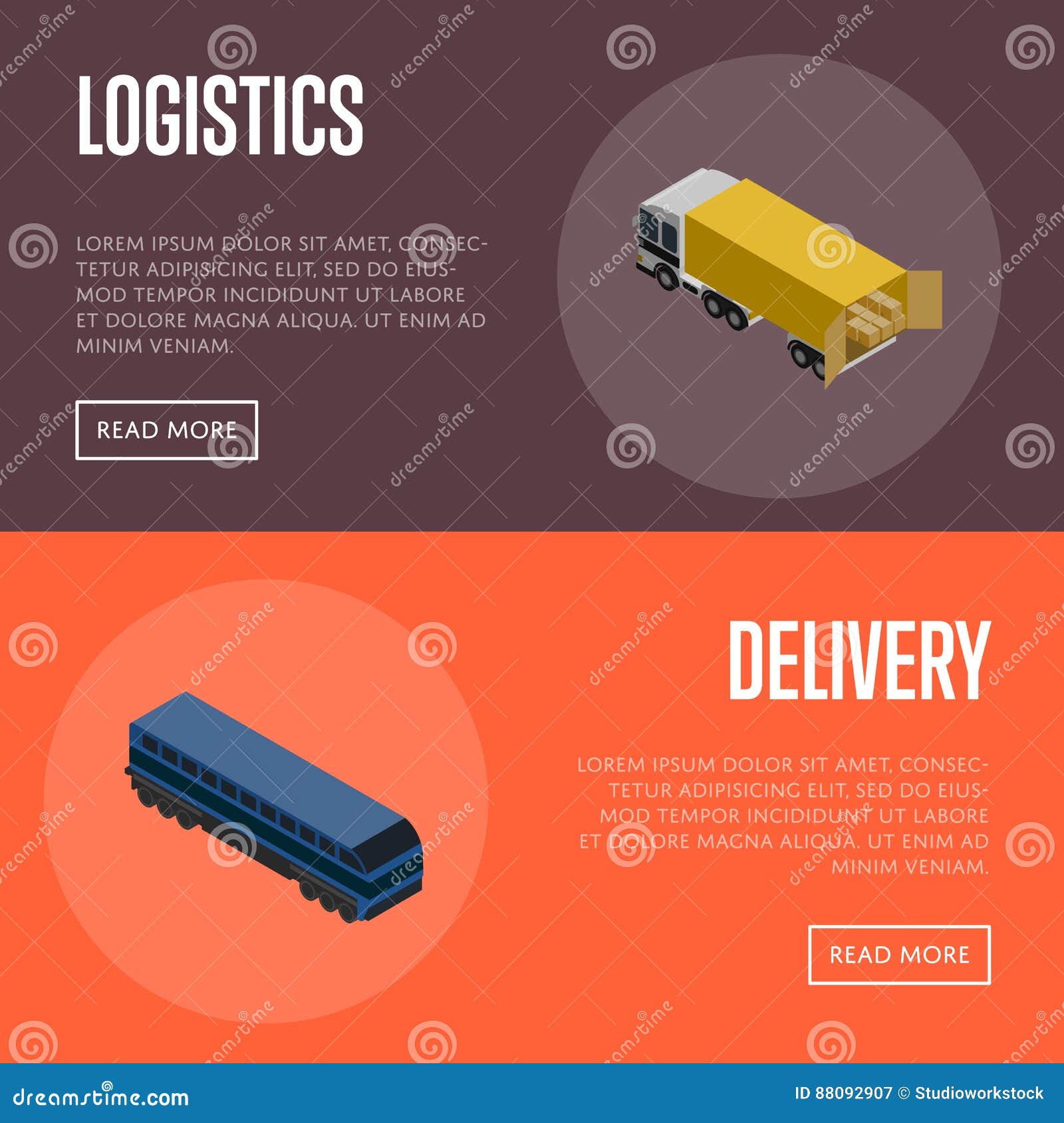 Logistics and Delivery Isometric Banner Set Stock Vector - Illustration ...