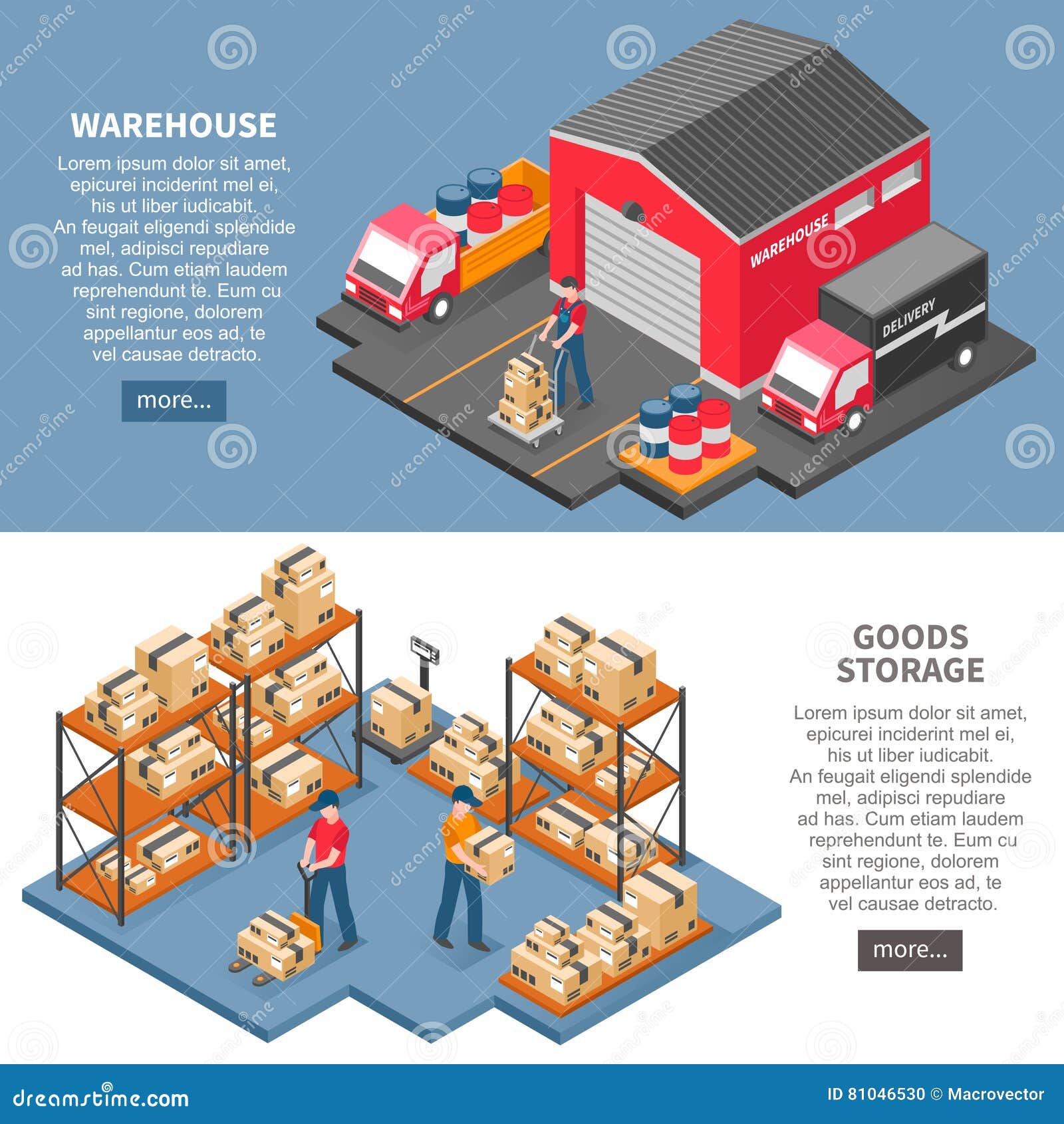 Logistics and Delivery Isometric Banners Stock Vector - Illustration of ...