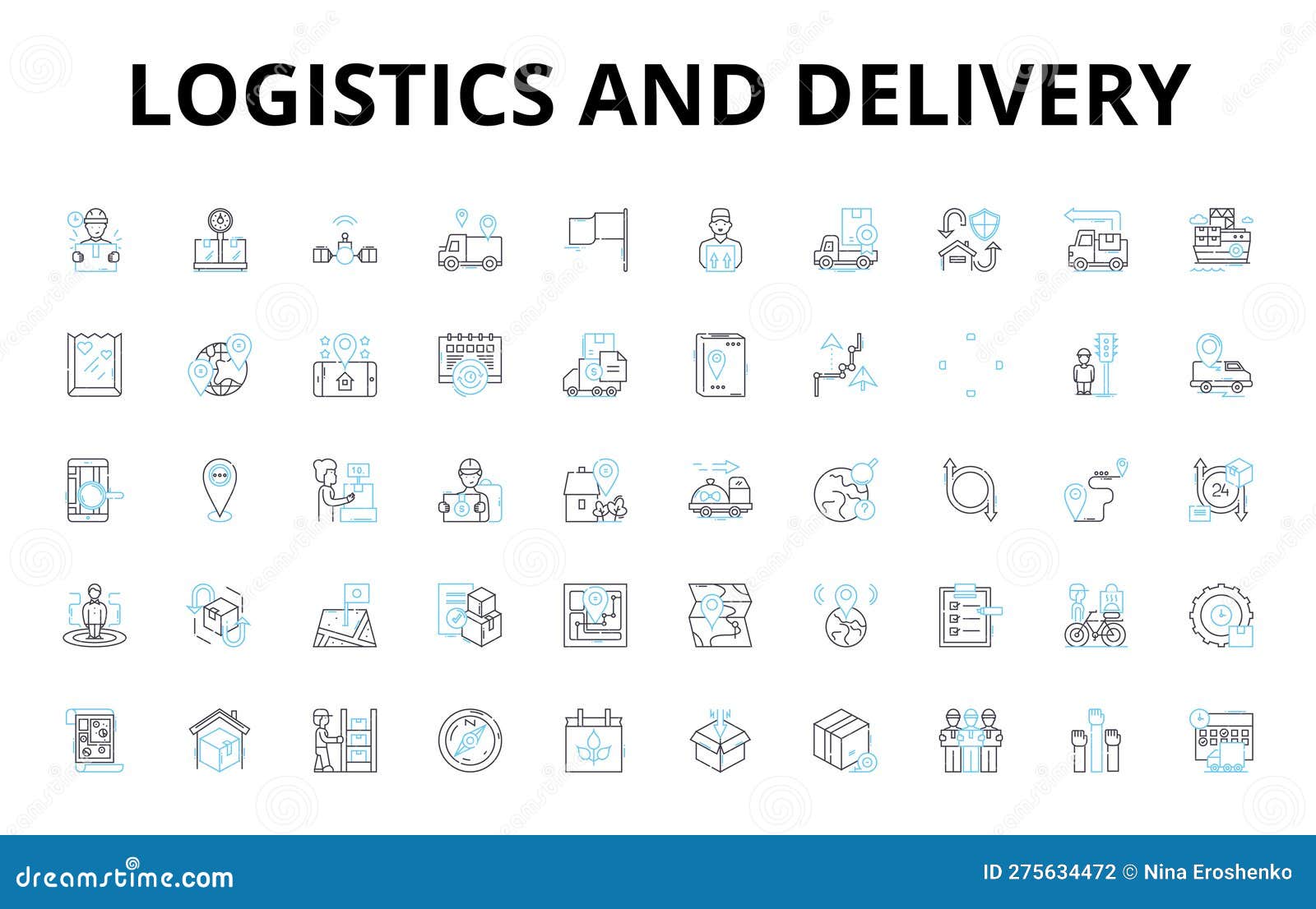 Logistics and Delivery Linear Icons Set. Shipment, Cargo, Dispatch ...