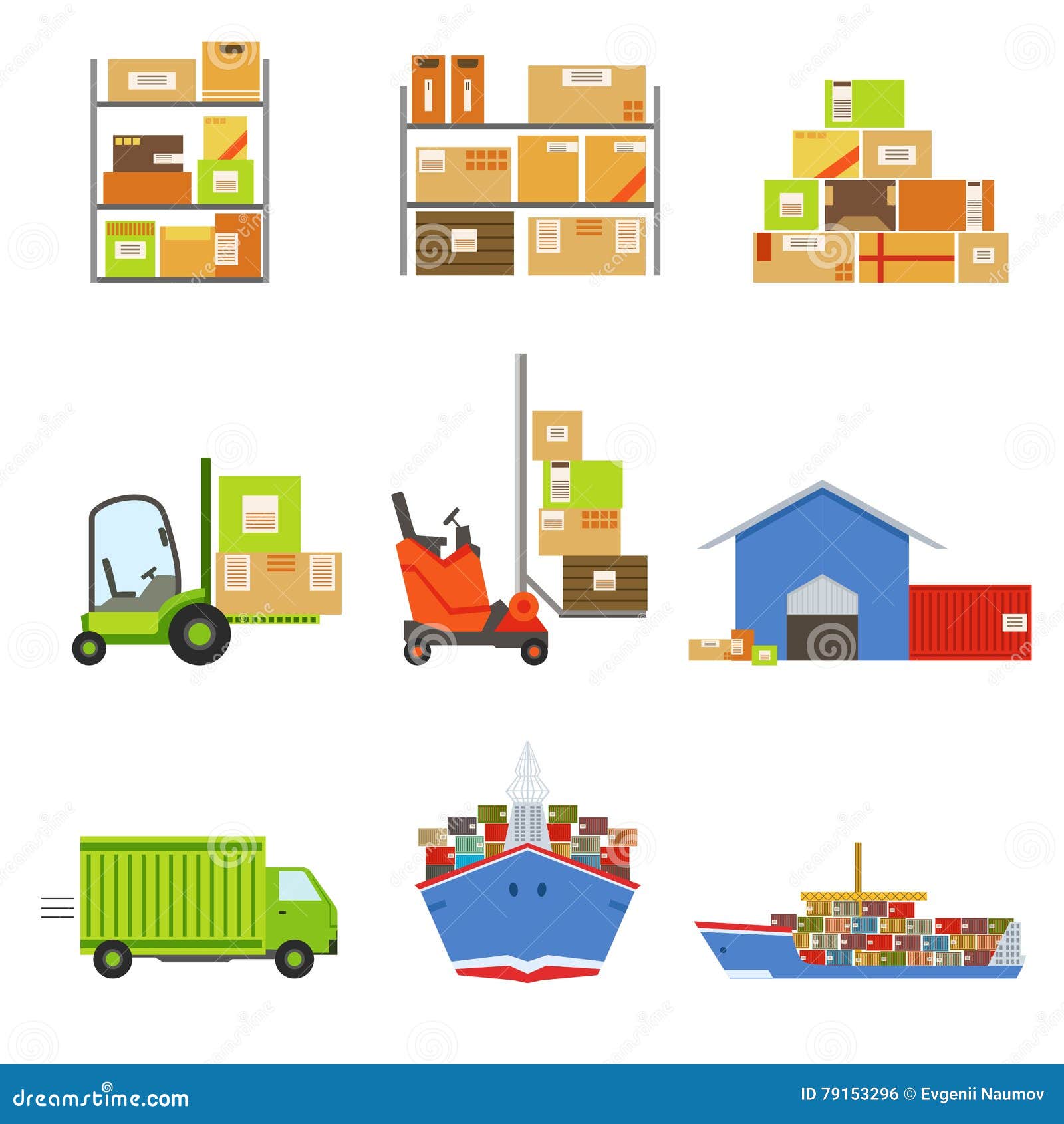 Logistics and Delivery Related Set of Objects Stock Vector ...