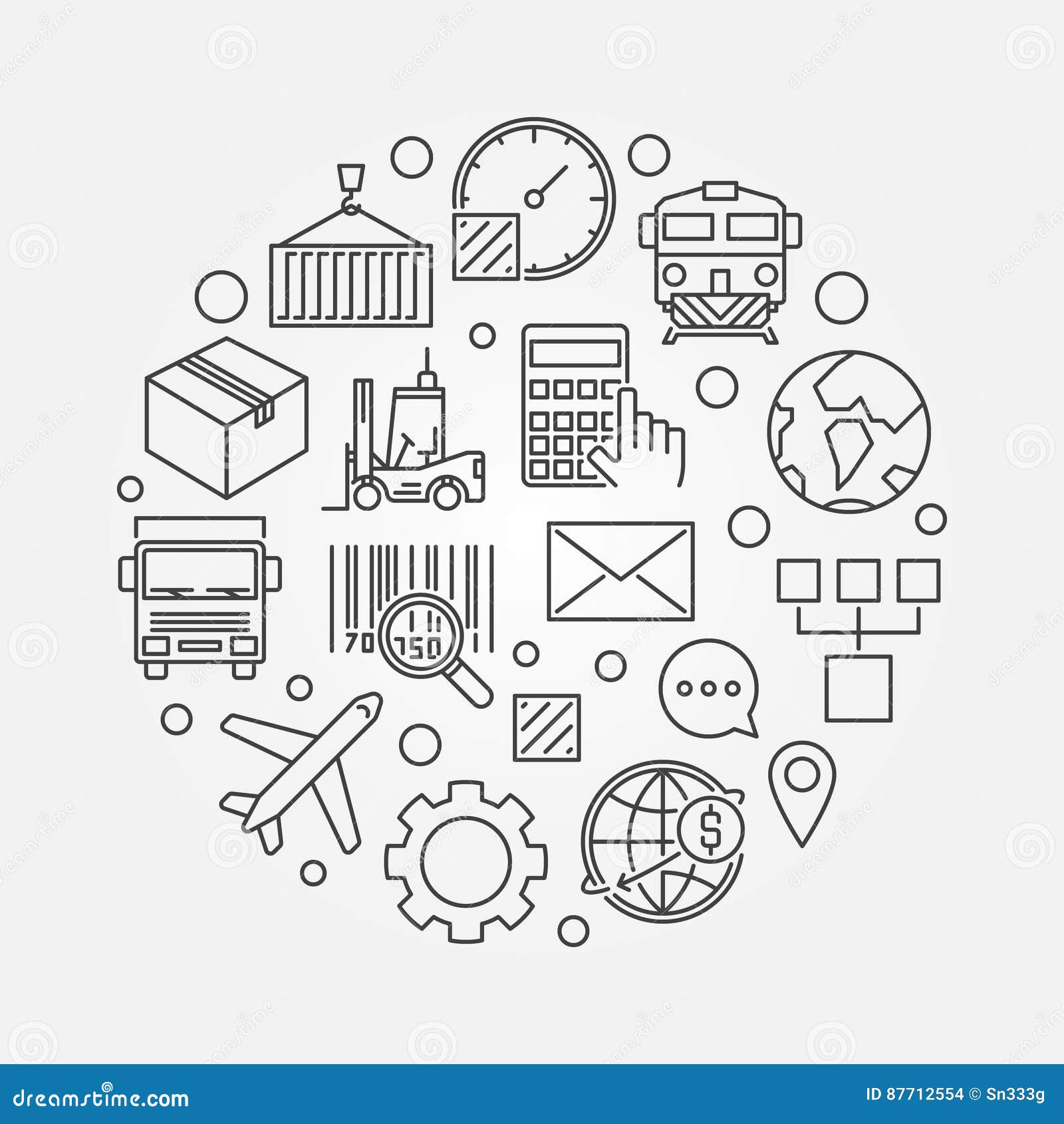 Logistics and Delivery Round Illustration Stock Vector - Illustration ...
