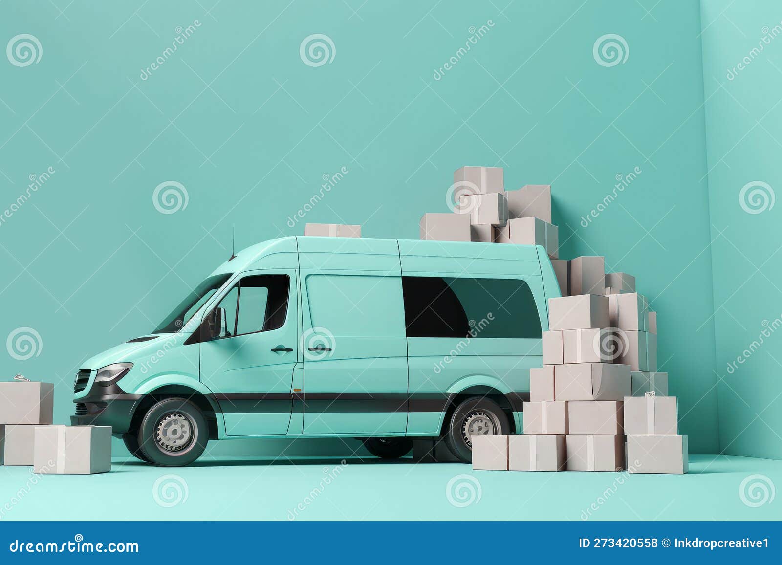 A Logistics Delivery Van with Many Parcels. Generative Ai Stock ...