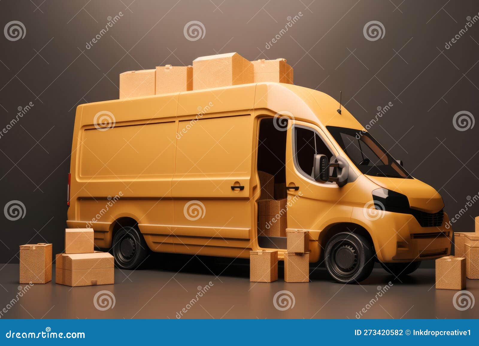A Logistics Delivery Van with Many Parcels. Generative Ai Stock ...