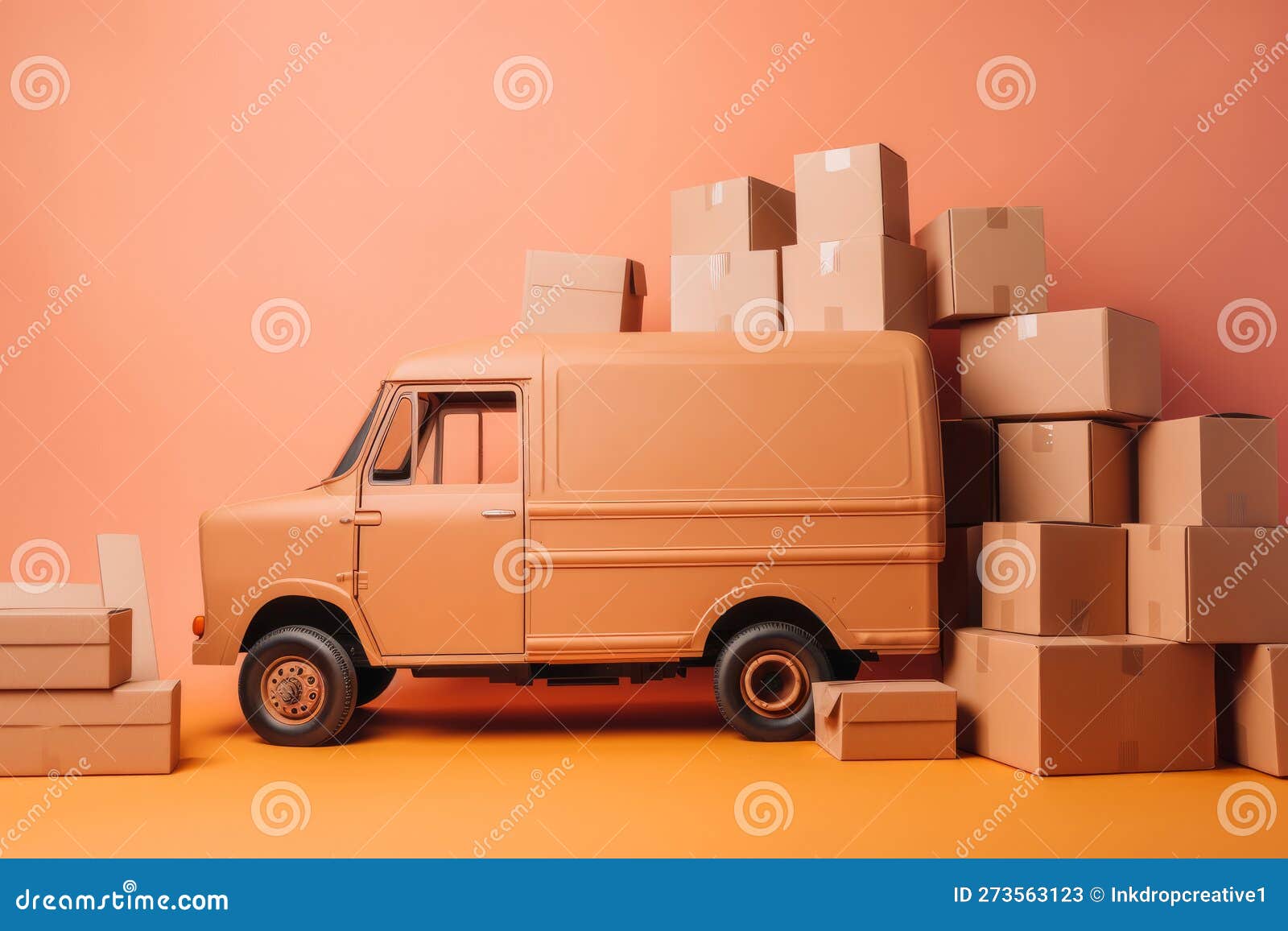 A Logistics Delivery Van with Many Parcels. Generative Ai Stock Image ...