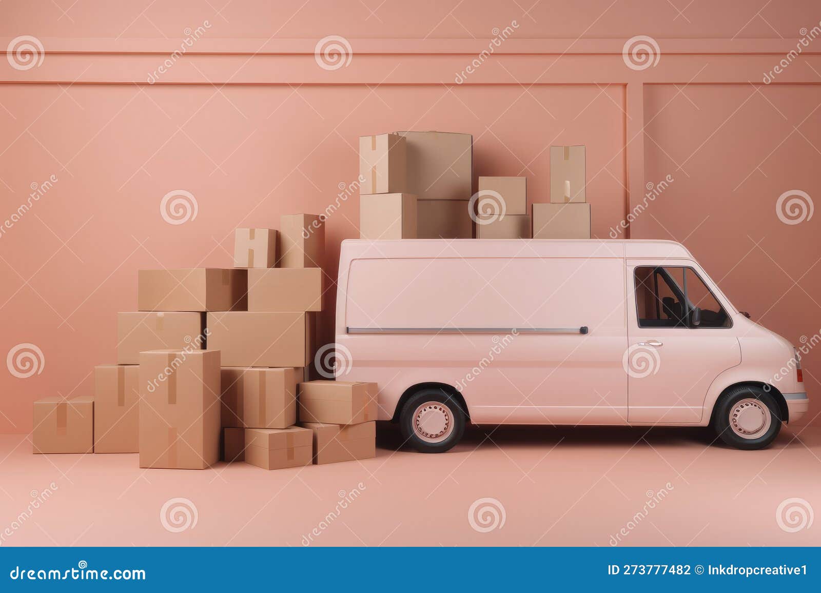 A Logistics Delivery Van with Many Parcels. Generative Ai Stock Photo ...