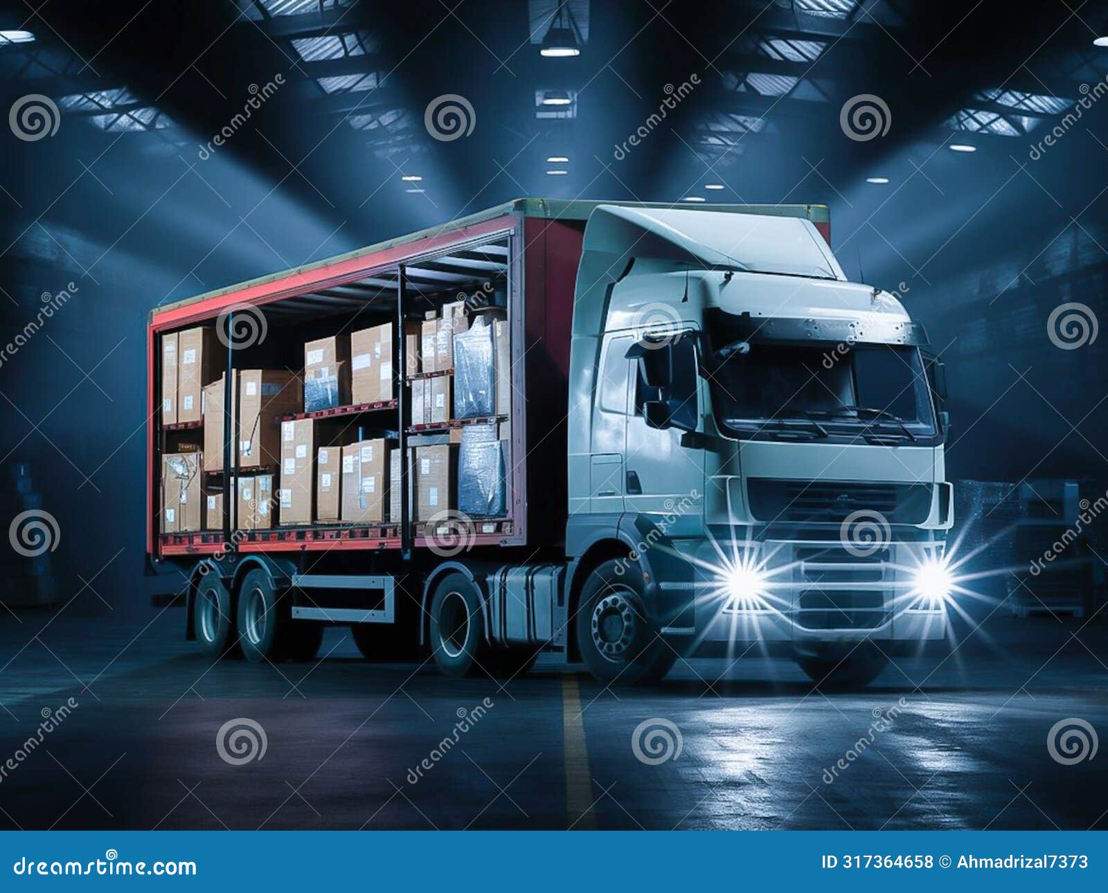 Logistics Delivery at the Warehouse Using a Truck Stock Illustration ...