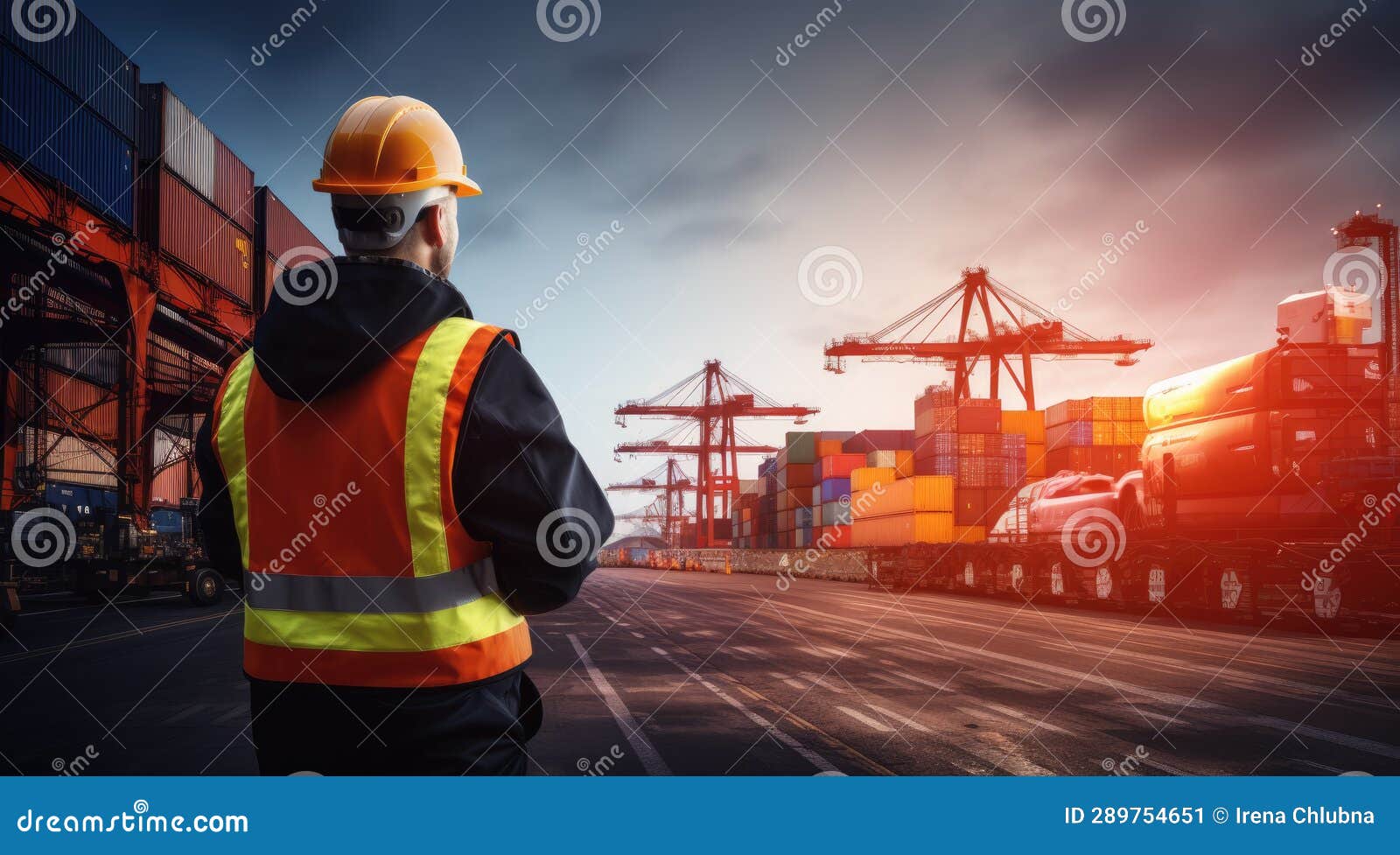 Logistics Engineer Control at the Port, Loading Containers for Trucks ...