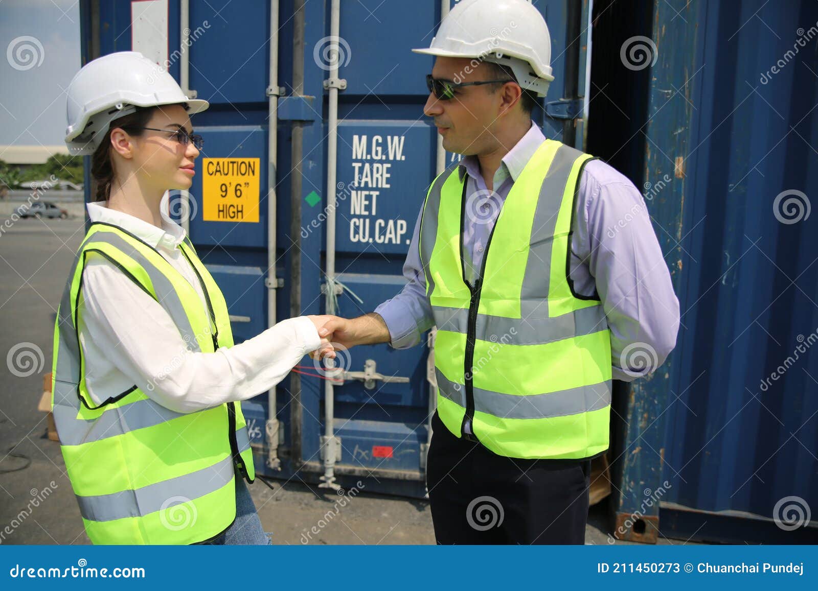 Logistics Engineer Control at the Port, Loading Containers for Trucks ...
