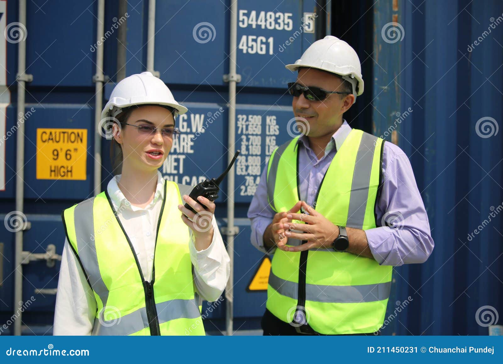 Logistics Engineer Control at the Port, Loading Containers for Trucks ...