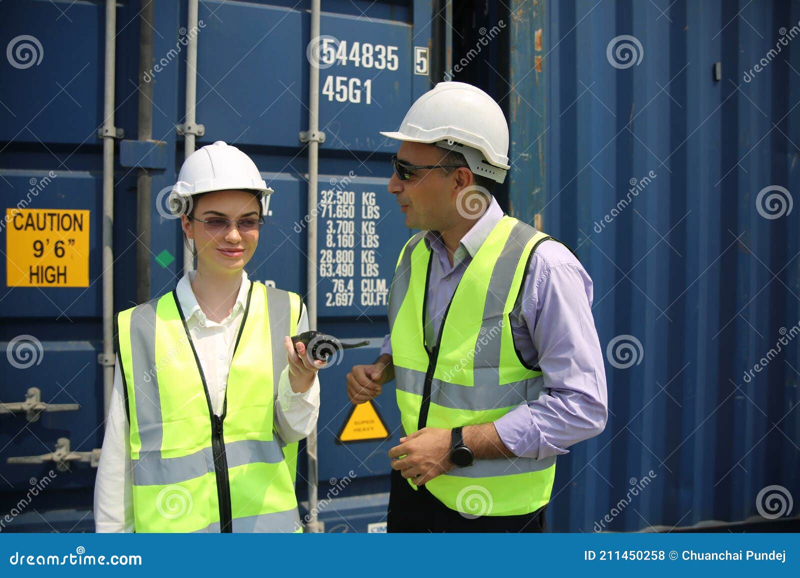 Logistics Engineer Control at the Port, Loading Containers for Trucks ...