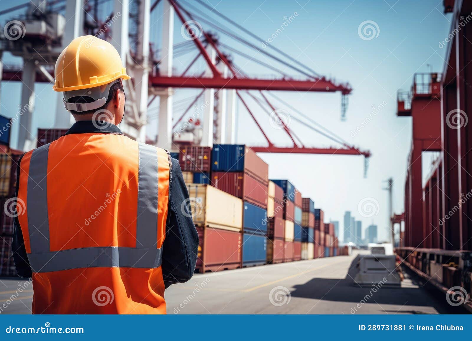 Logistics Engineer Control at the Port, Loading Containers for Trucks ...