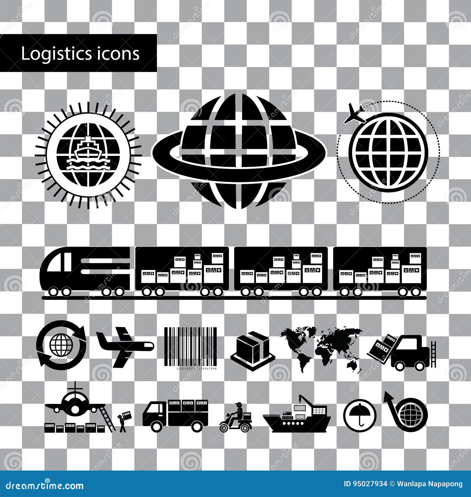 Logistics export icon set stock vector. Illustration of business - 95027934