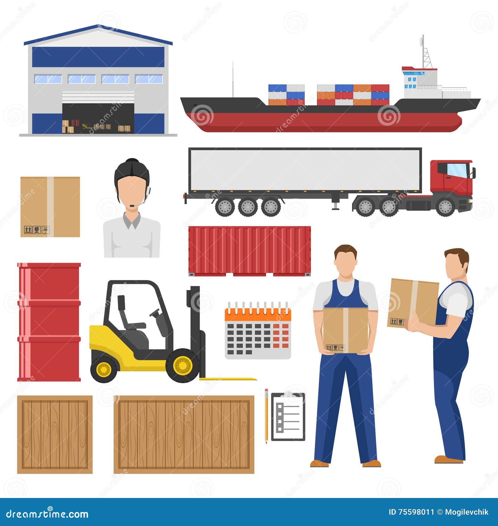 Logistics Flat Global Transportation Concept. Cartoon Vector ...