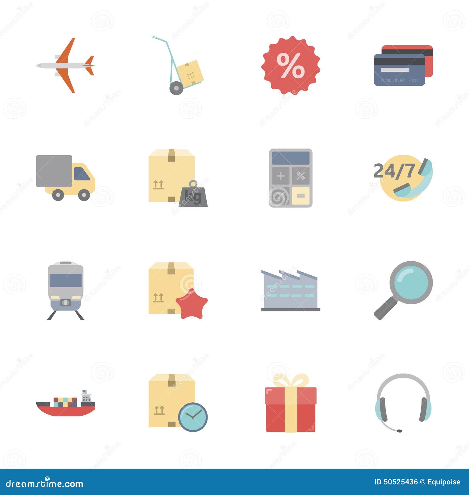Logistics flat icons set stock illustration. Illustration of cargo ...