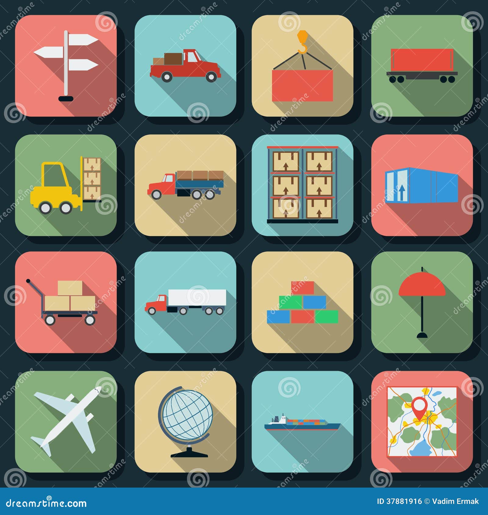 Logistics Flat Vector Icons Stock Vector - Illustration of ...