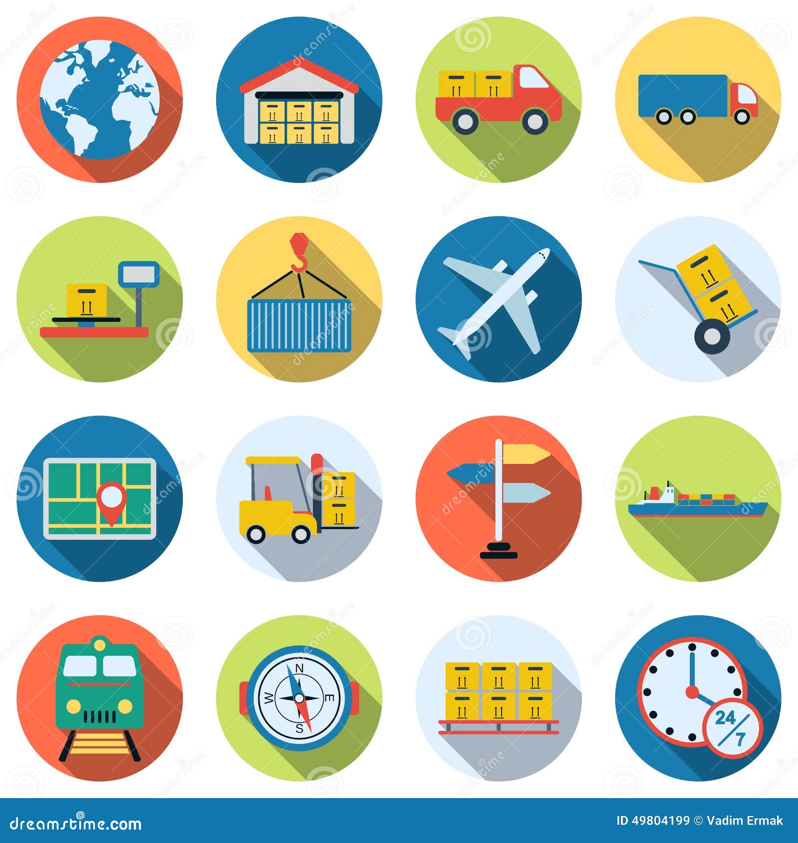 Logistics Flat Vector Icons Stock Vector - Illustration of delivery ...