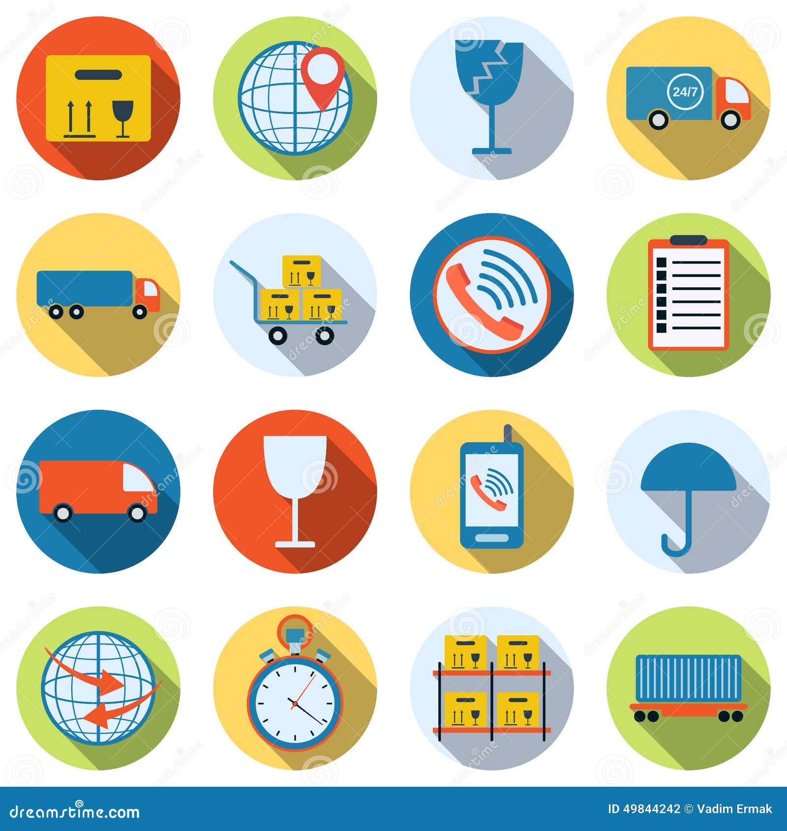 Logistics Flat Vector Icons Stock Vector - Illustration of package ...