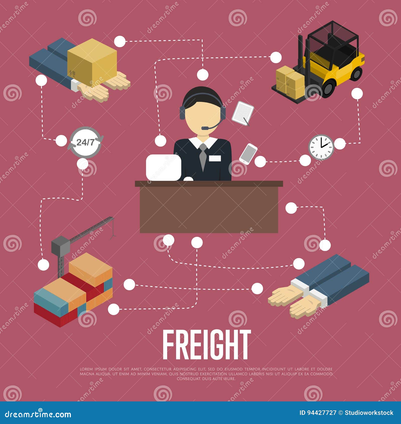 Logistics And Freight Shipment Flowchart Cartoon Vector | CartoonDealer ...
