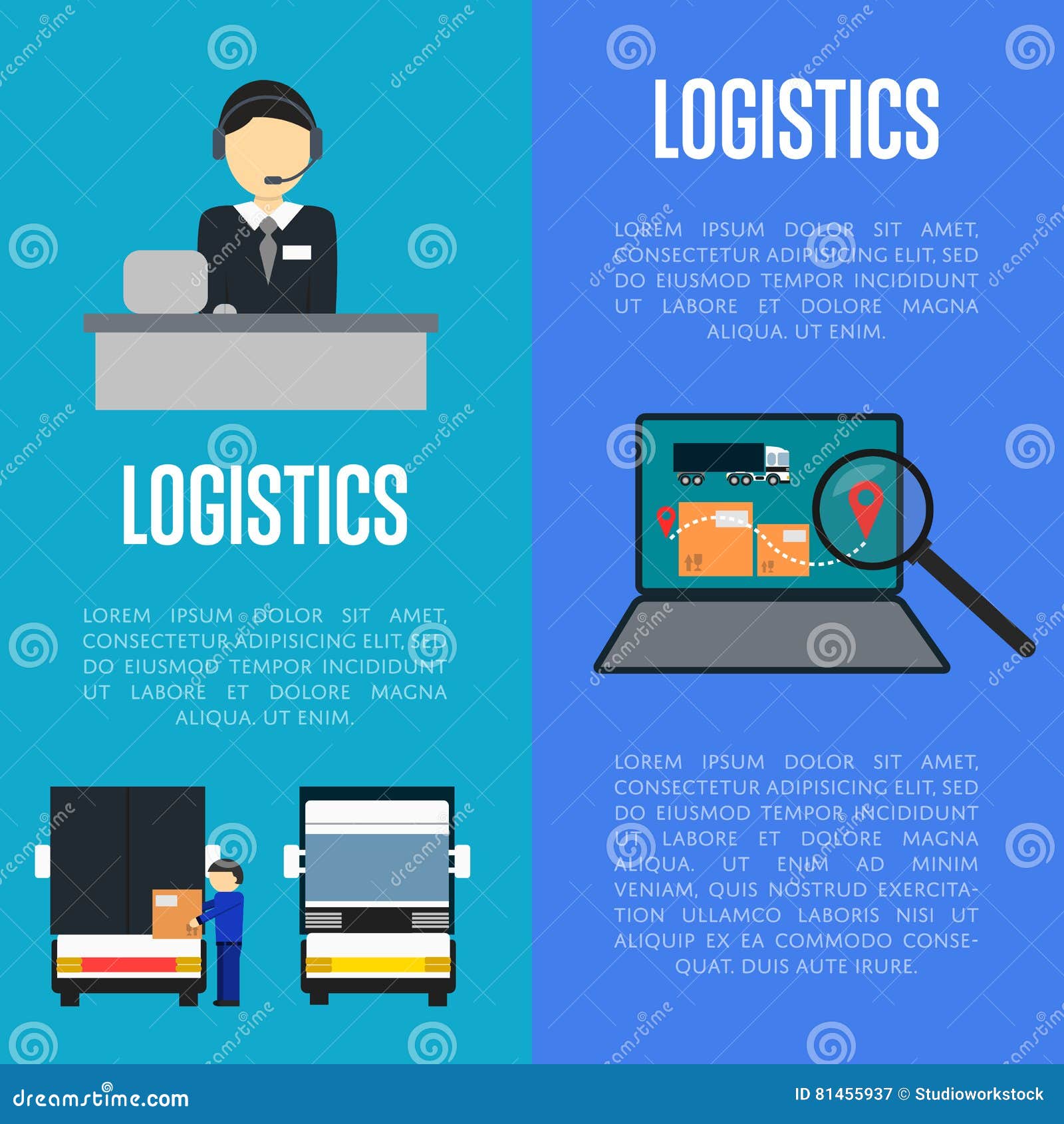 Logistics and Freight Transportation Banners Set Stock Vector ...