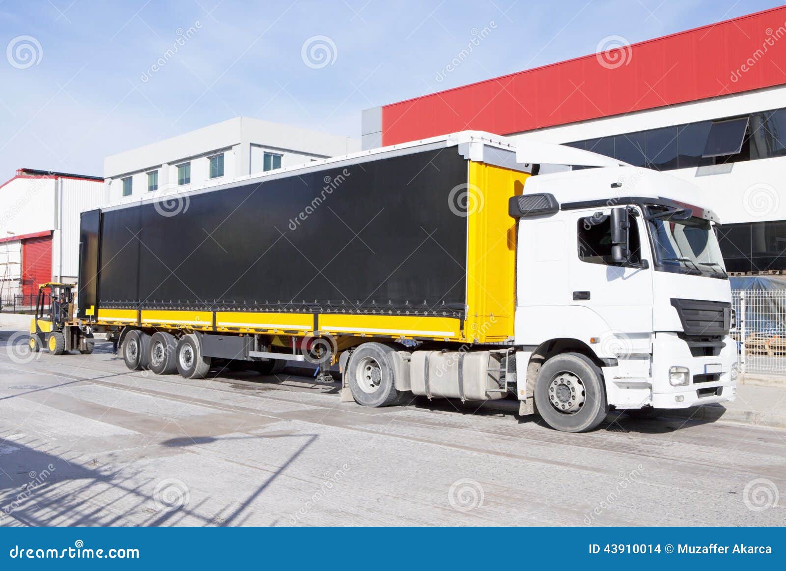 Logistics and Handling. Forklift is Loading the Tr Stock Photo - Image ...