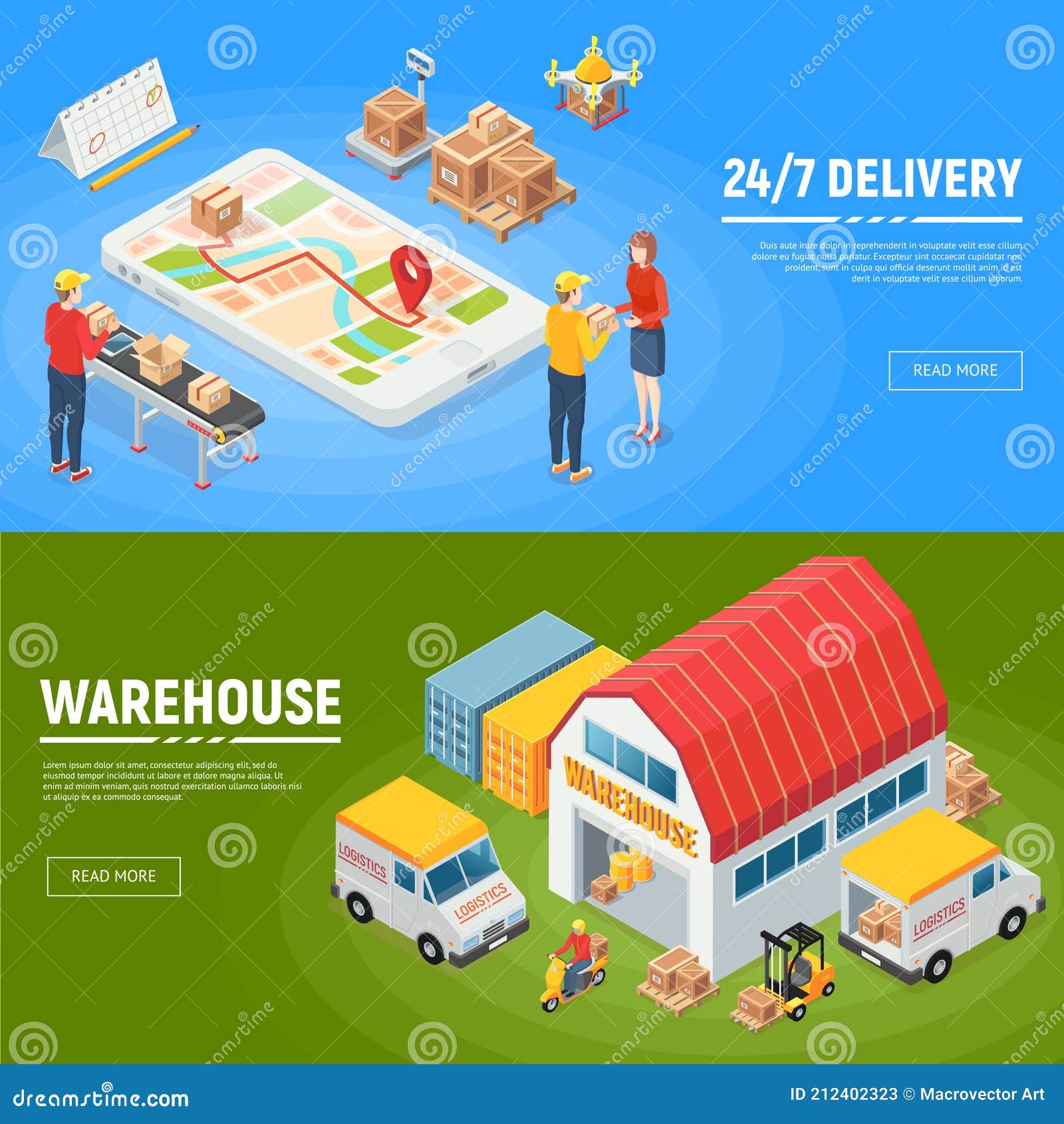Logistics Horizontal Banners Stock Vector - Illustration of background ...