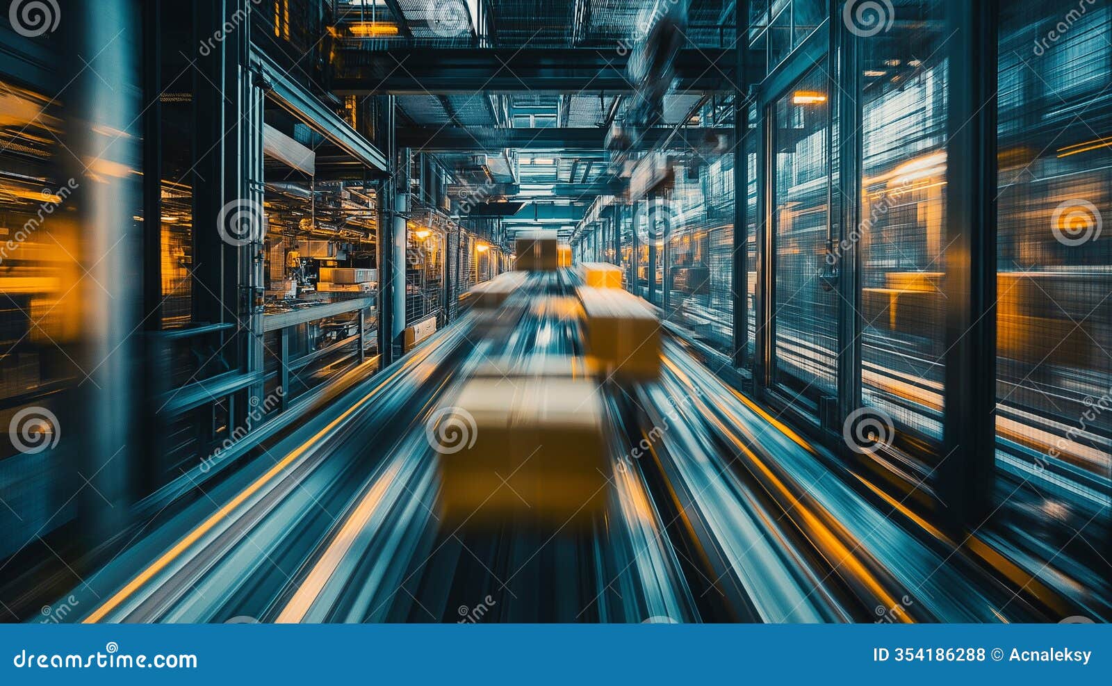 Logistics Hub with Packages Being Sorted Rapidly by Machines Stock ...