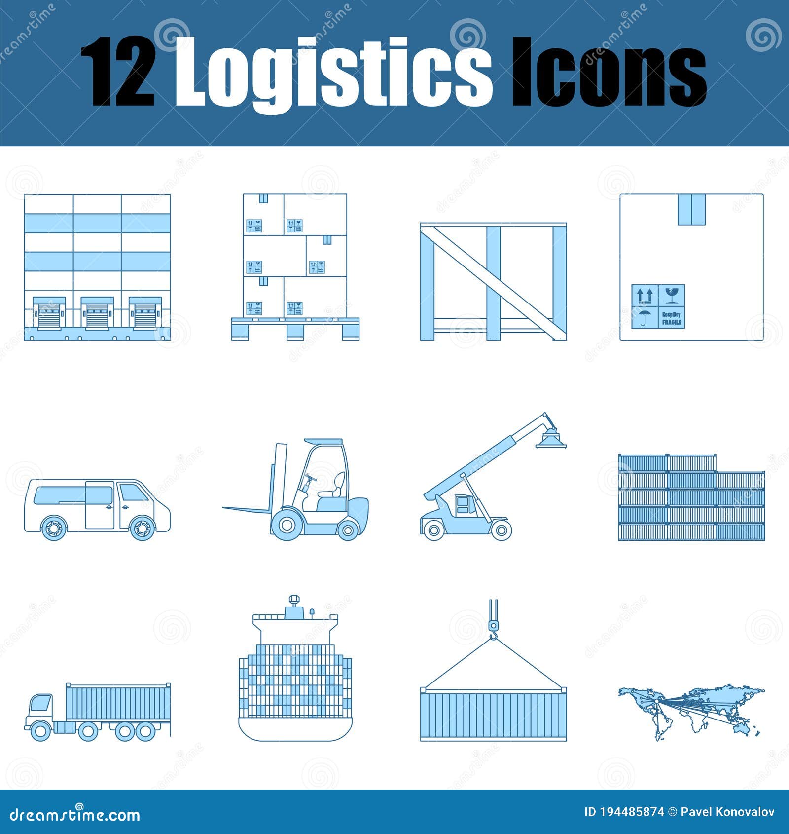 Logistics Icon Set stock vector. Illustration of design - 194485874