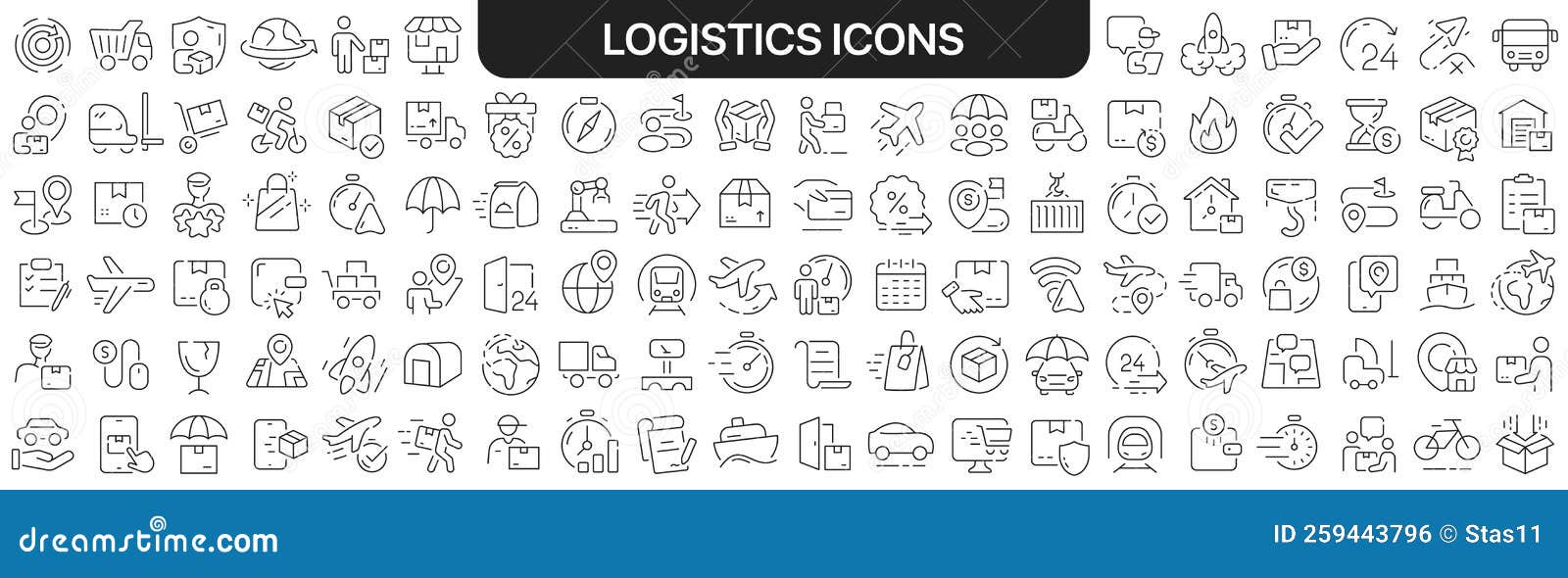Logistics Icons Collection in Black. Icons Big Set for Design Stock ...