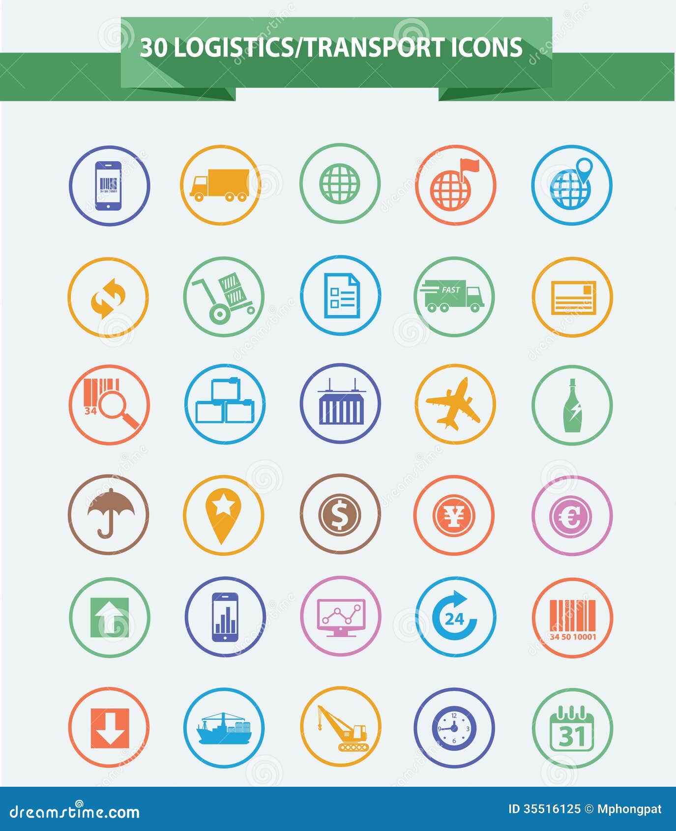 Logistics Icons,Colorful Version Stock Vector - Illustration of cargo ...