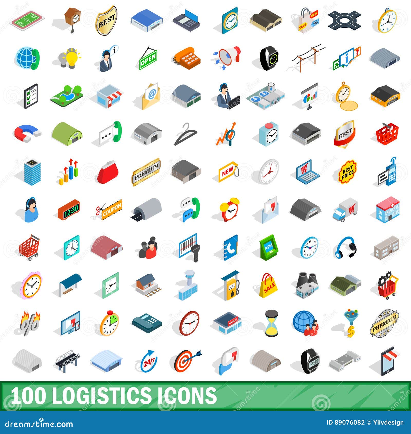 100 Logistics Icons Set, Isometric 3d Style Stock Vector - Illustration ...