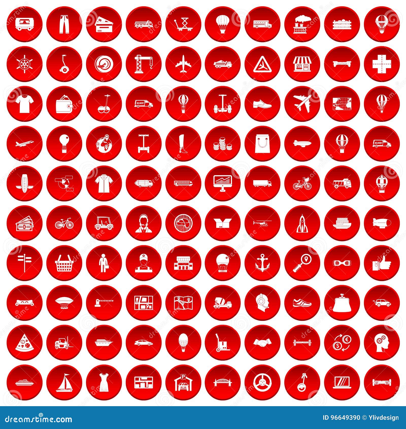 100 Logistics Icons Set Red Stock Vector - Illustration of shoes ...