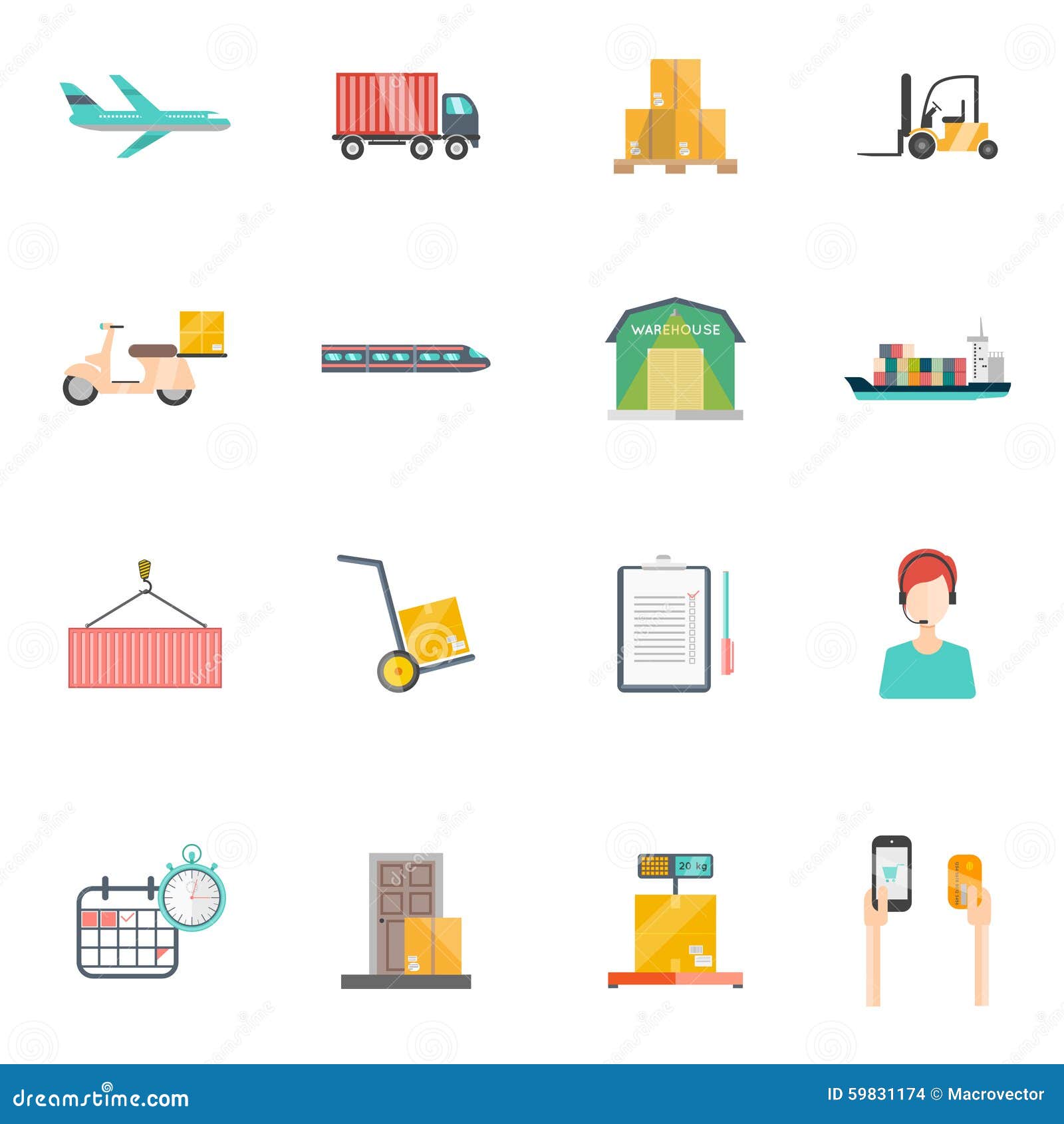 Logistics Icons Set stock vector. Illustration of date - 59831174