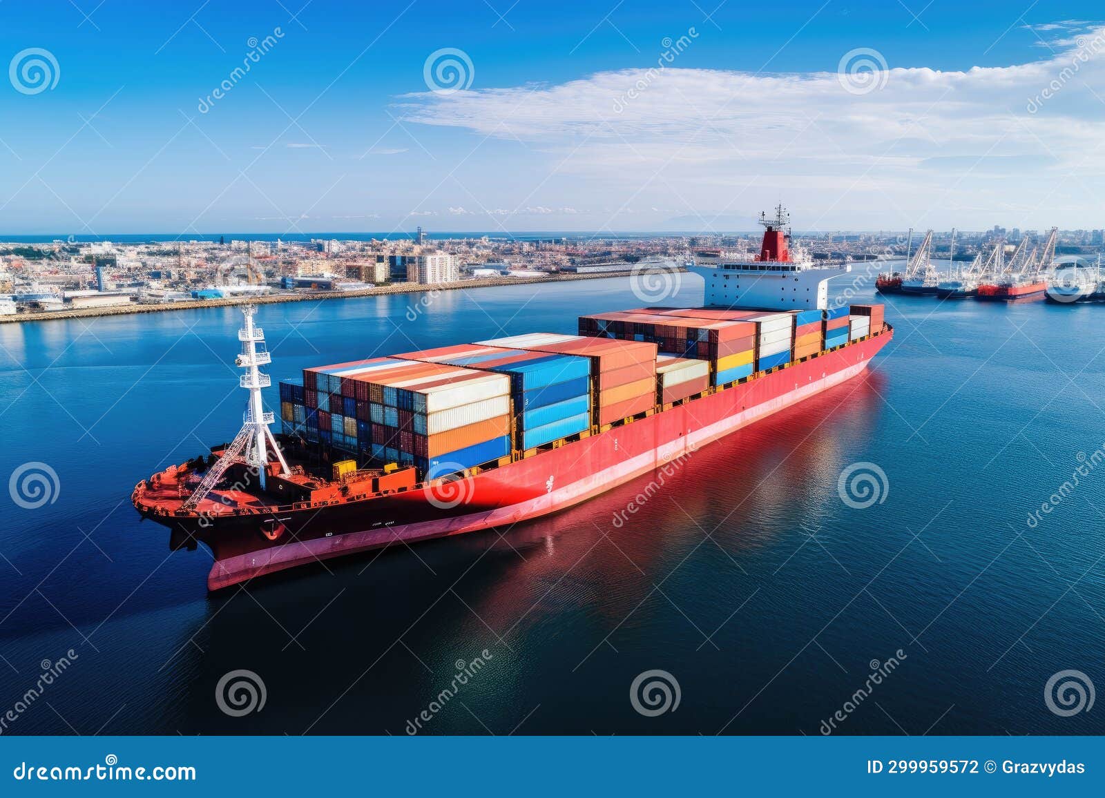 Logistics Import Export Background of Container Cargo Ship in Seaport ...