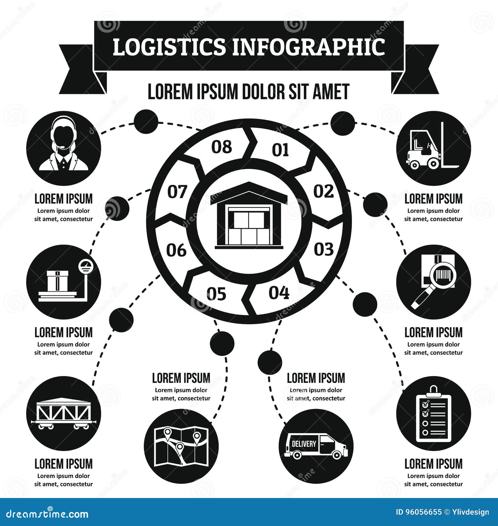 Logistics Infographic Concept, Simple Style Stock Vector - Illustration ...