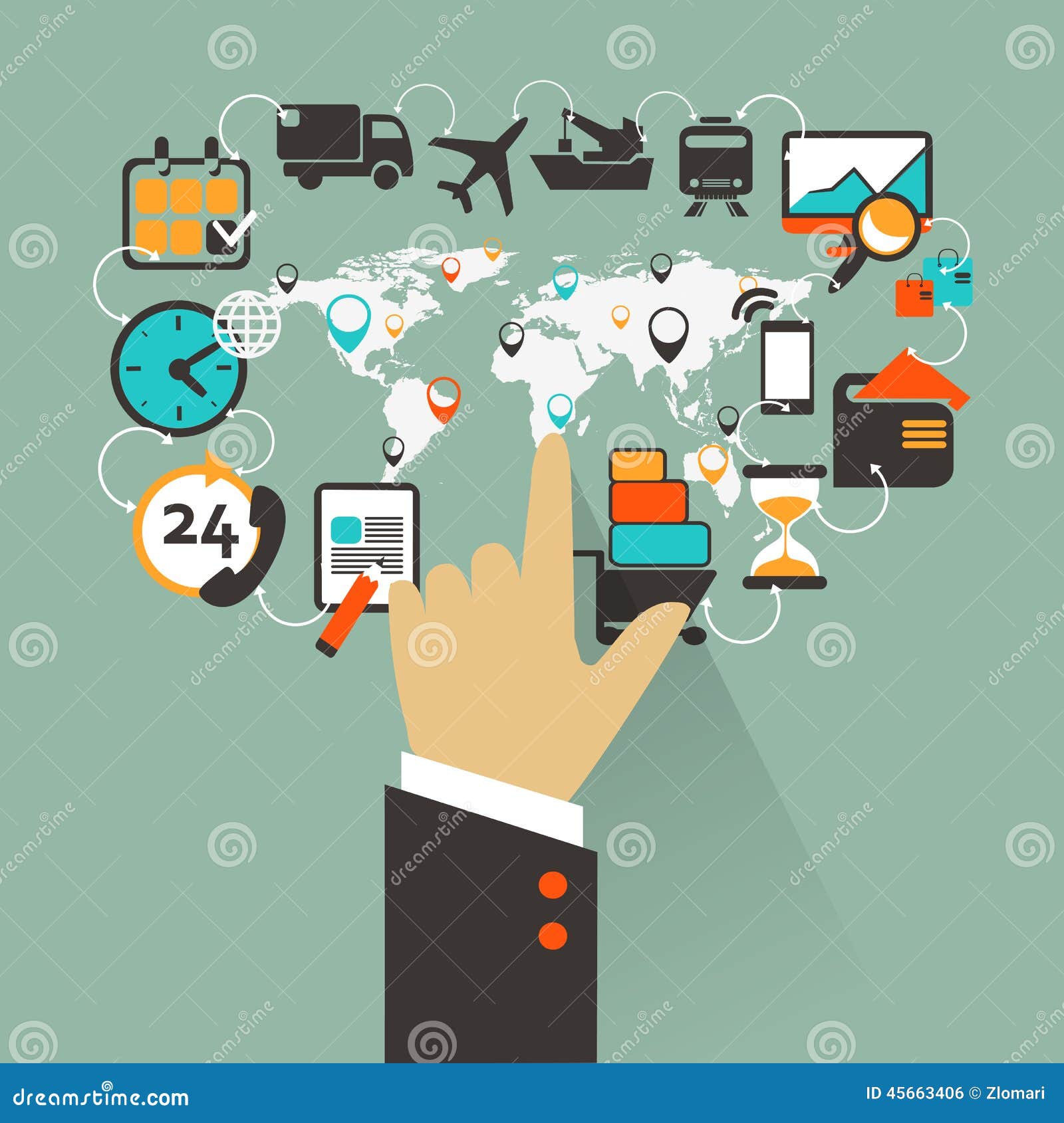 Logistics Infographic Elements. Transport Logistics in the Process ...