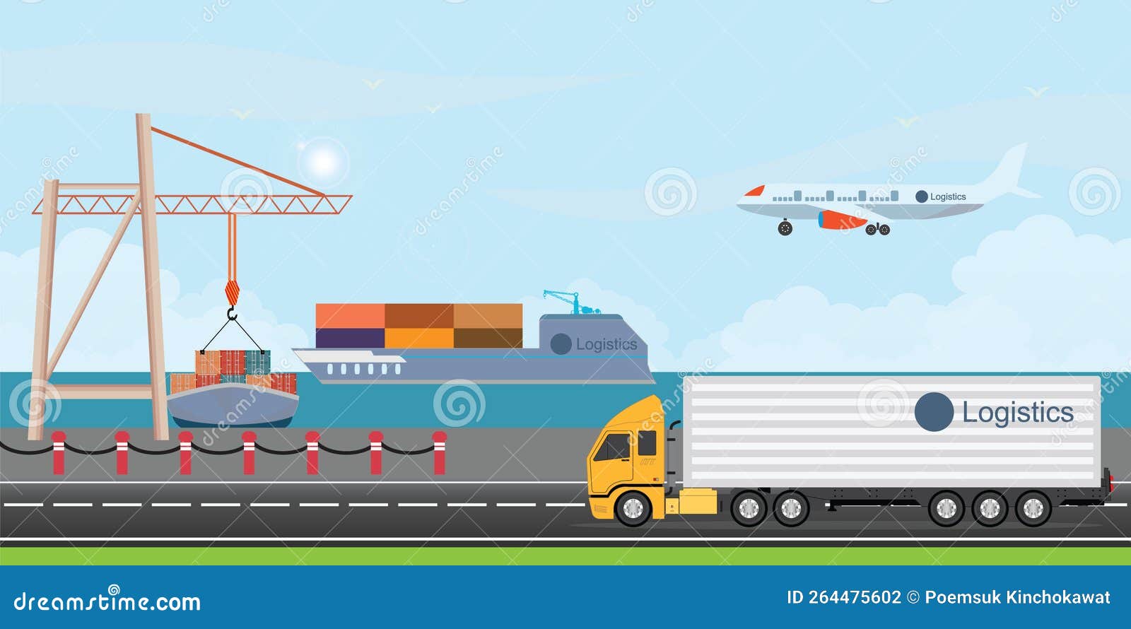 Logistics Infographic Elements and Transportation, Cargo Ship Stock ...
