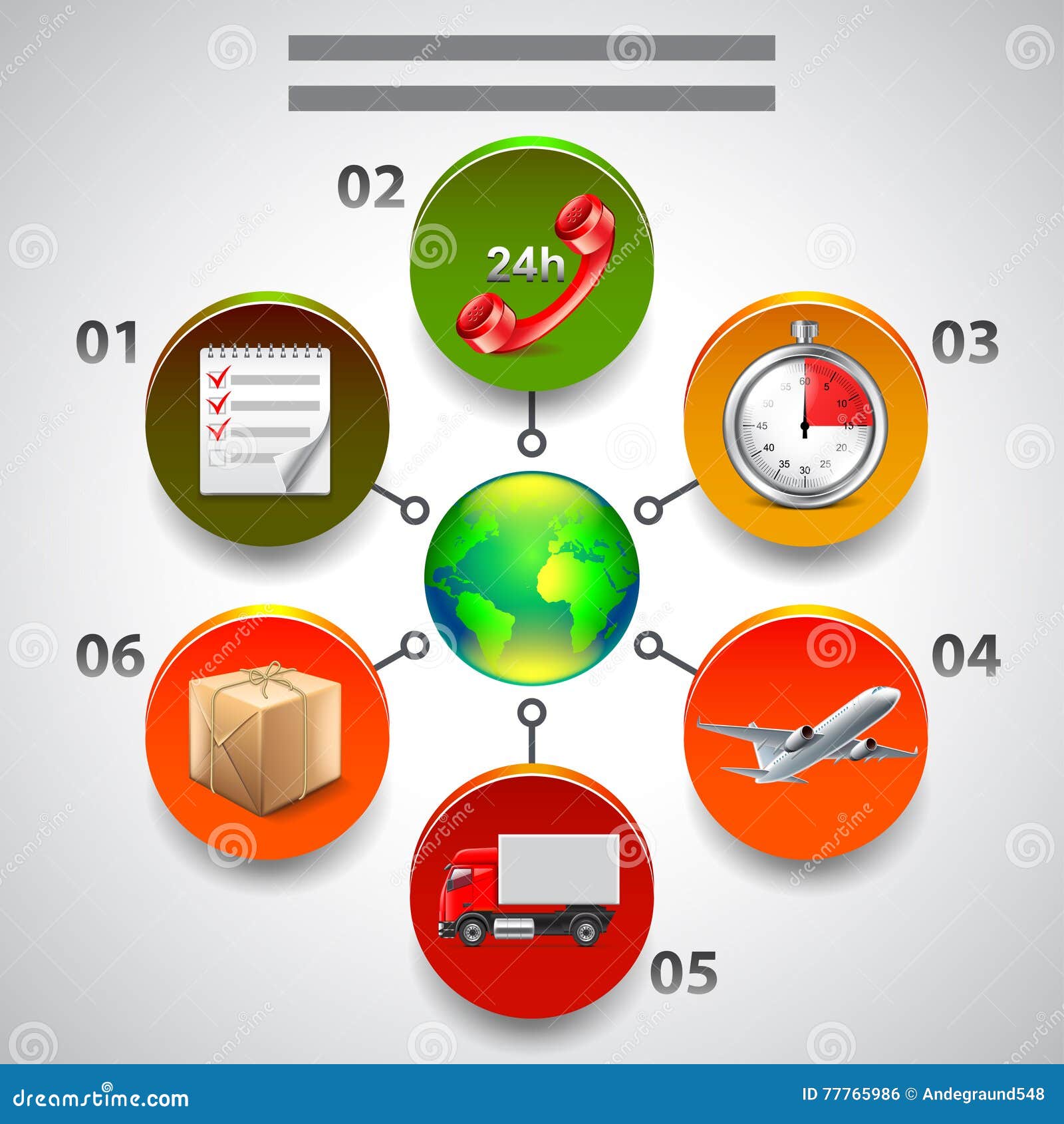 Logistics Infographics, Icons in Circles Around Earth Stock Vector ...
