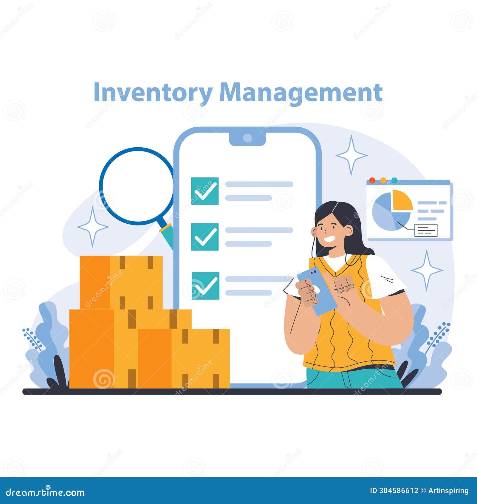 Logistics and Inventory Management Concept. Flat Vector Illustration ...