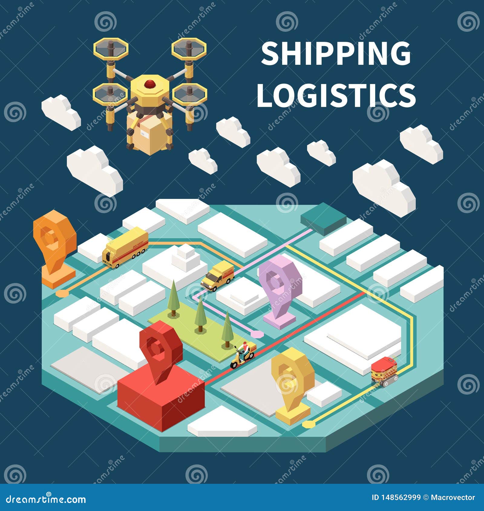 Logistics Isometric Composition Stock Vector - Illustration of ...