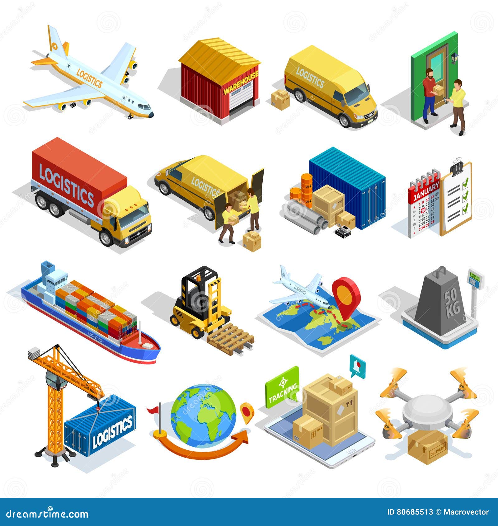 Logistics Isometric Icons Set Stock Vector - Illustration of report ...