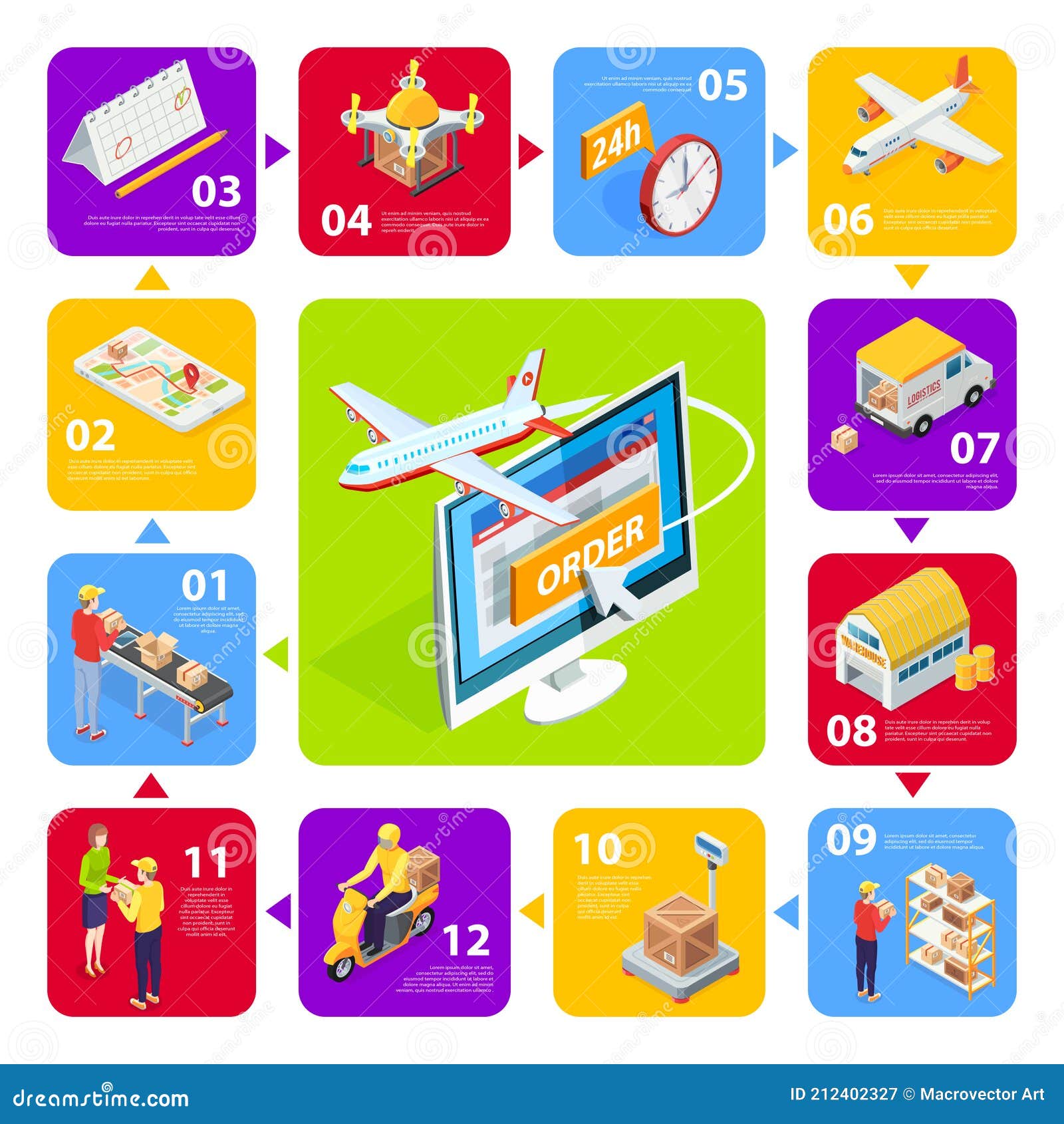 Logistics Isometric Icons Set Stock Vector - Illustration of elements ...