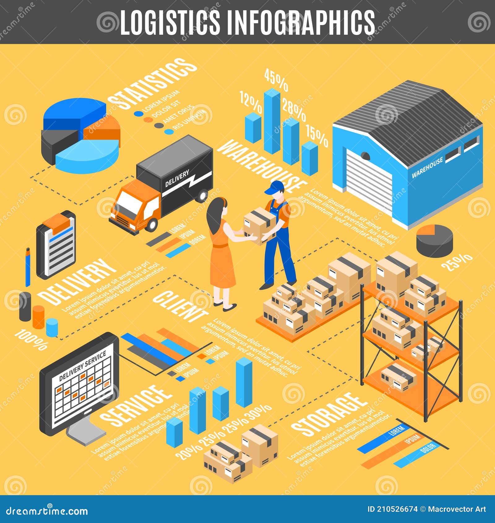 Logistics Isometric Infographics Stock Vector - Illustration of page ...