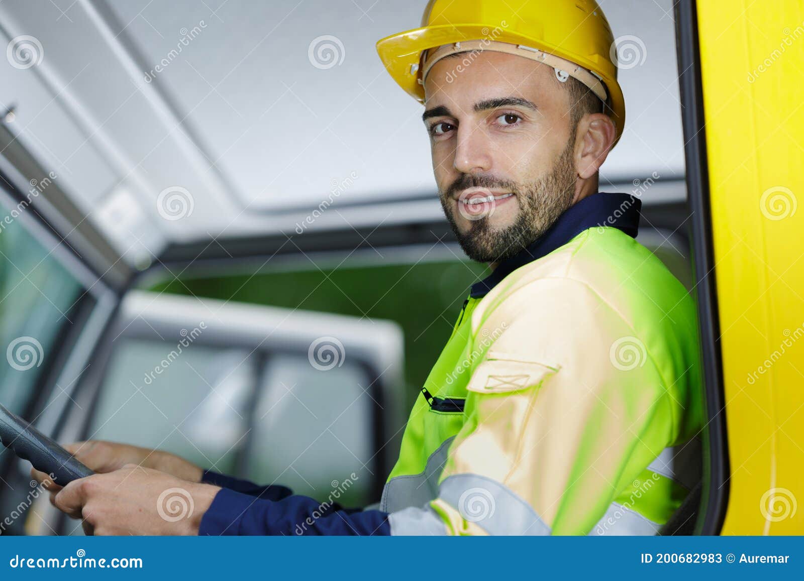 Logistics man in truck stock image. Image of concept - 200682983