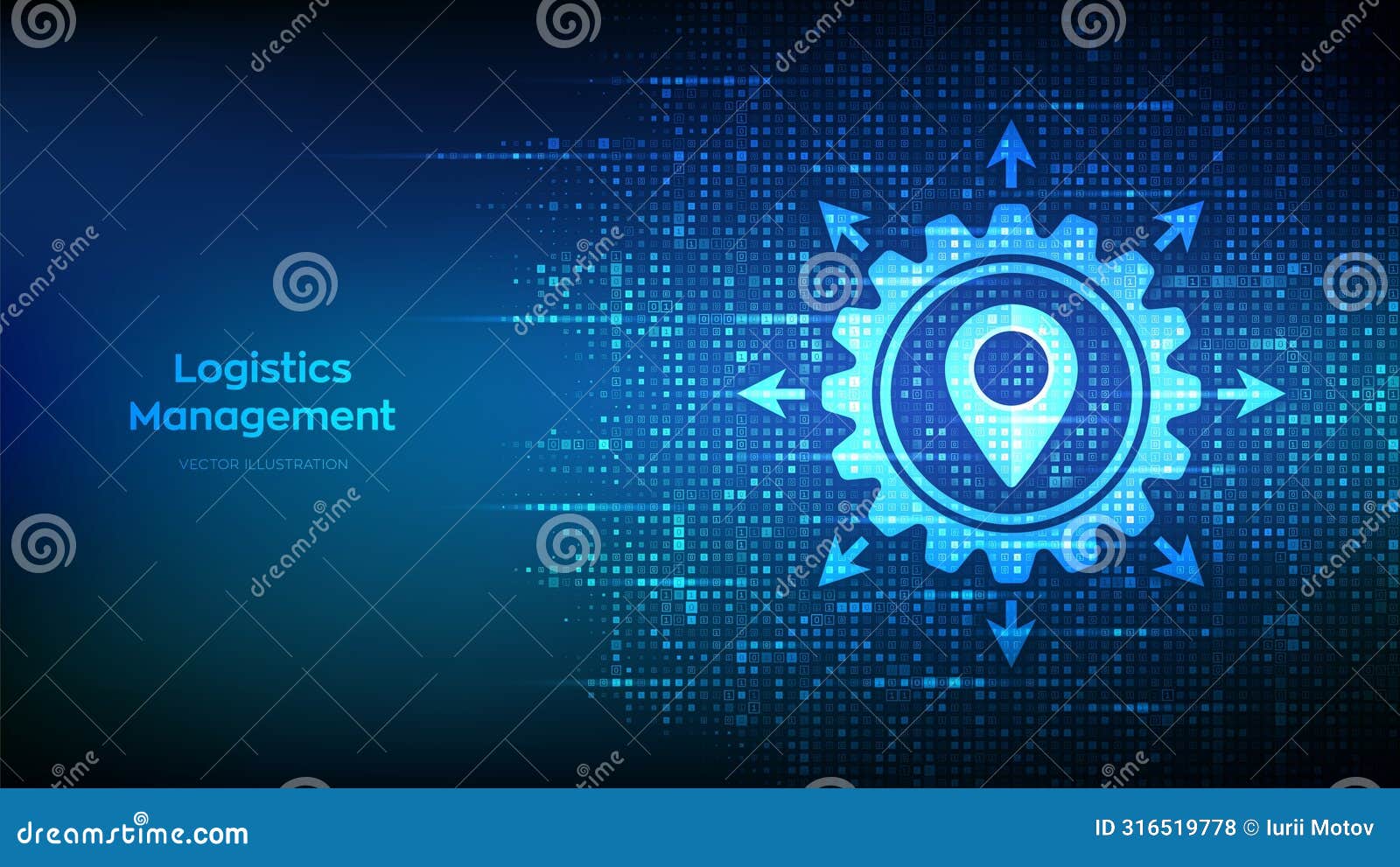 Logistics Management Icon Made with Binary Code. Smart Logistics and ...