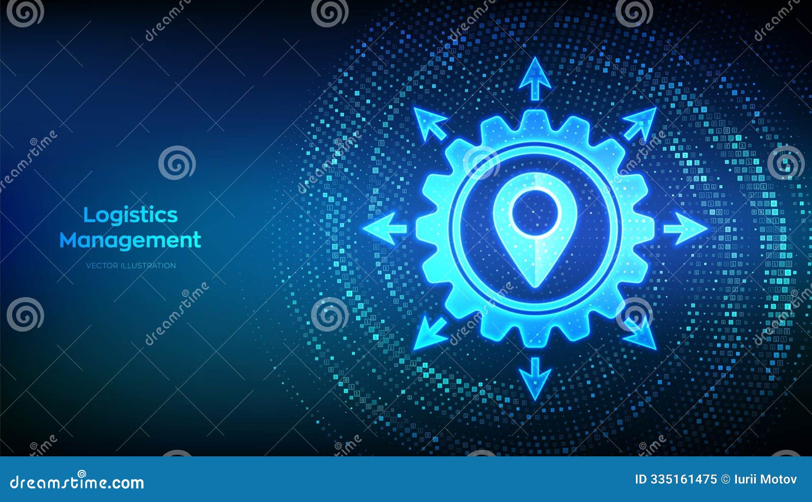Logistics Management Icon Made with Binary Code. Smart Logistics and ...