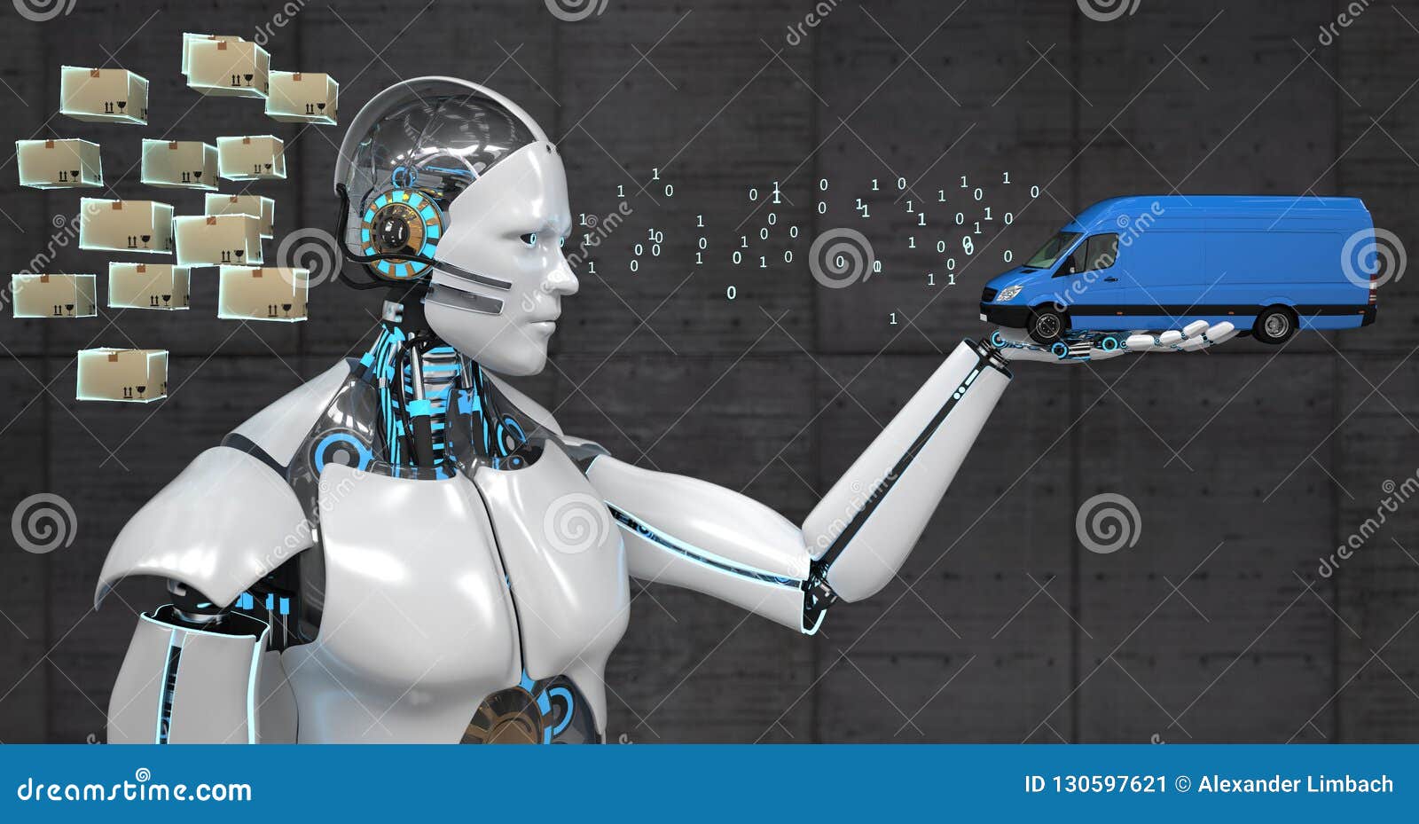 Logistics Management Robot Transporter Parcels Stock Illustration ...